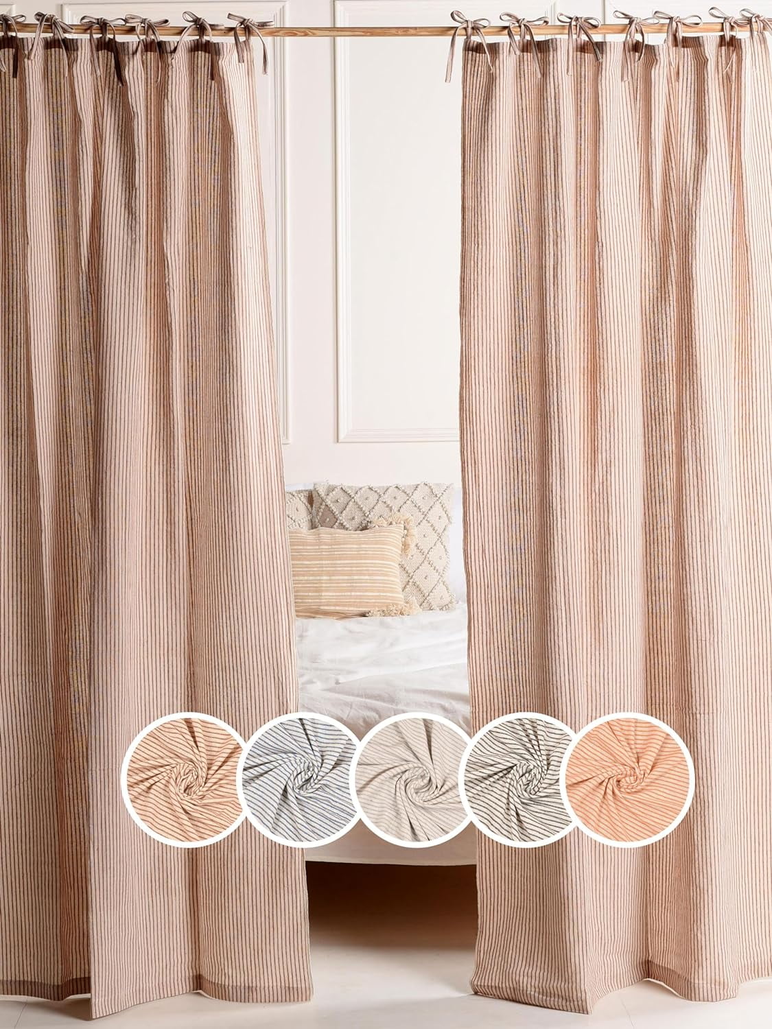 The Art Box Linen Curtains Striped Window Curtains 63 inches Striped ...