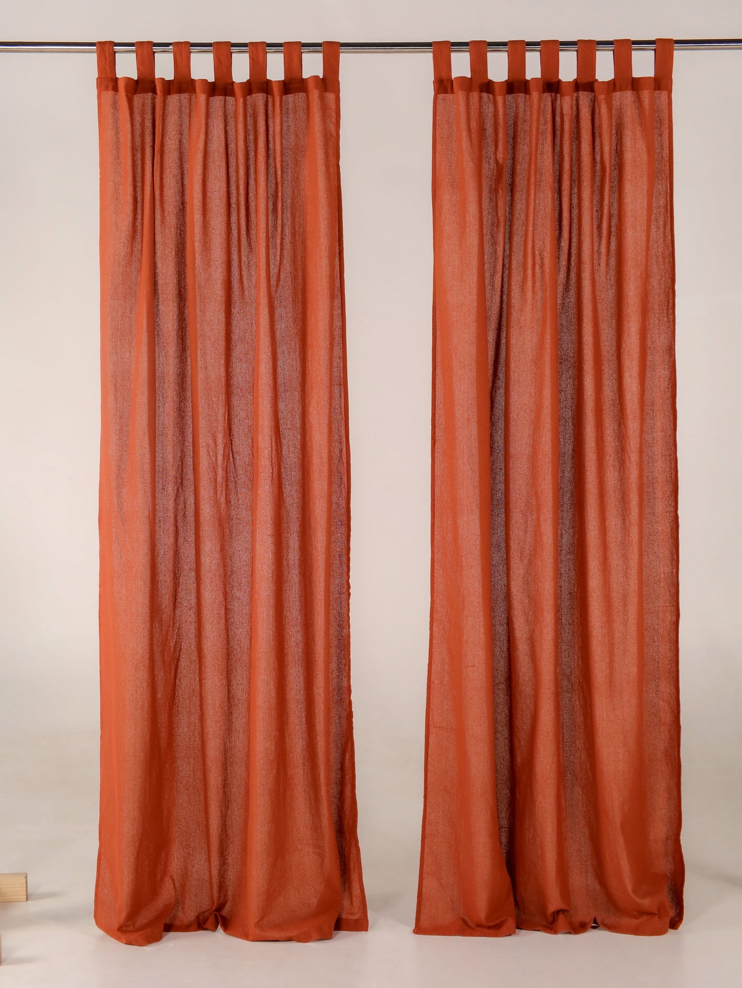The Art Box Linen Curtains for Living Room Bedroom 63 Inch Rust Red ...