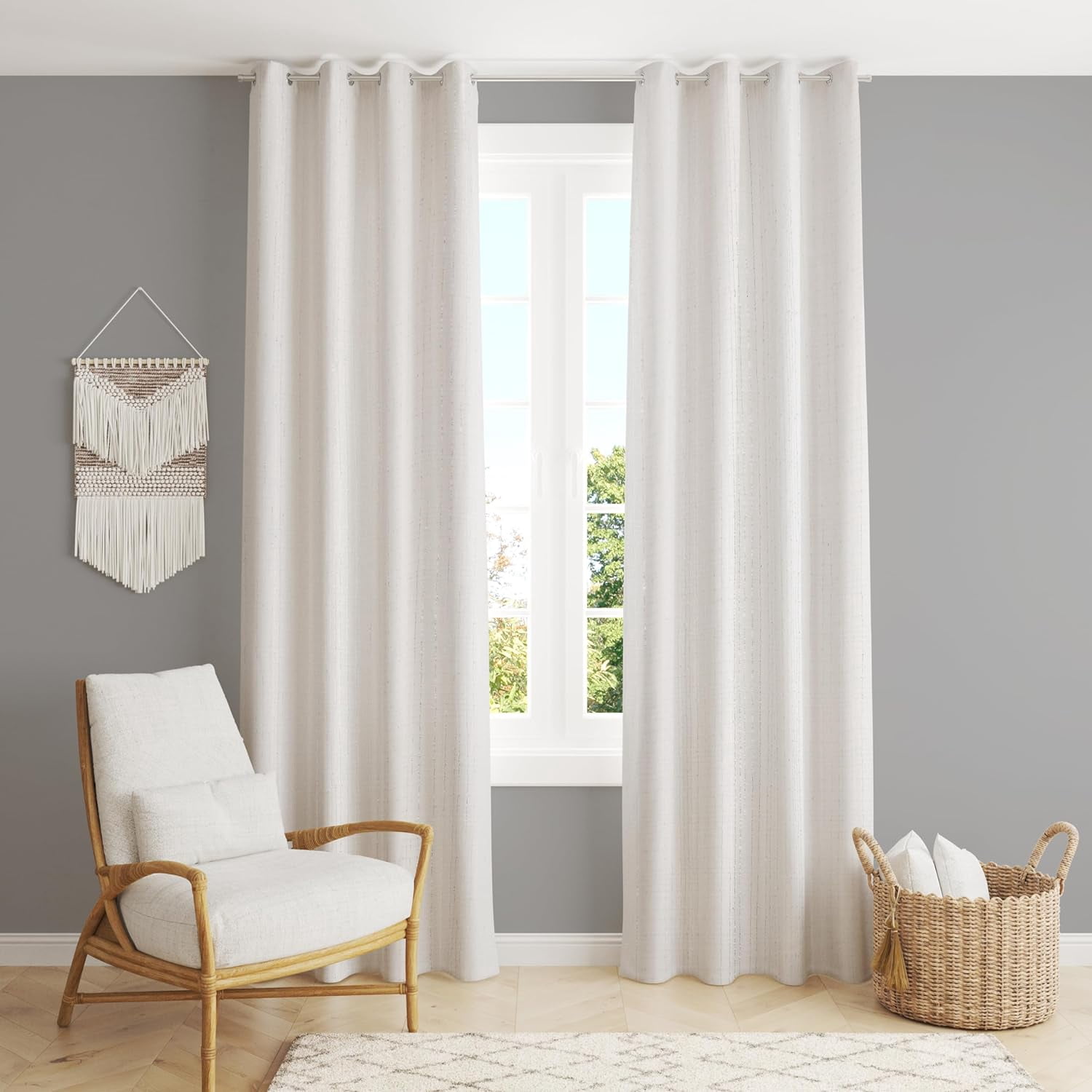 The Art Box Luxurious White Curtain Panel Set, Blackout Curtain Drapes ...