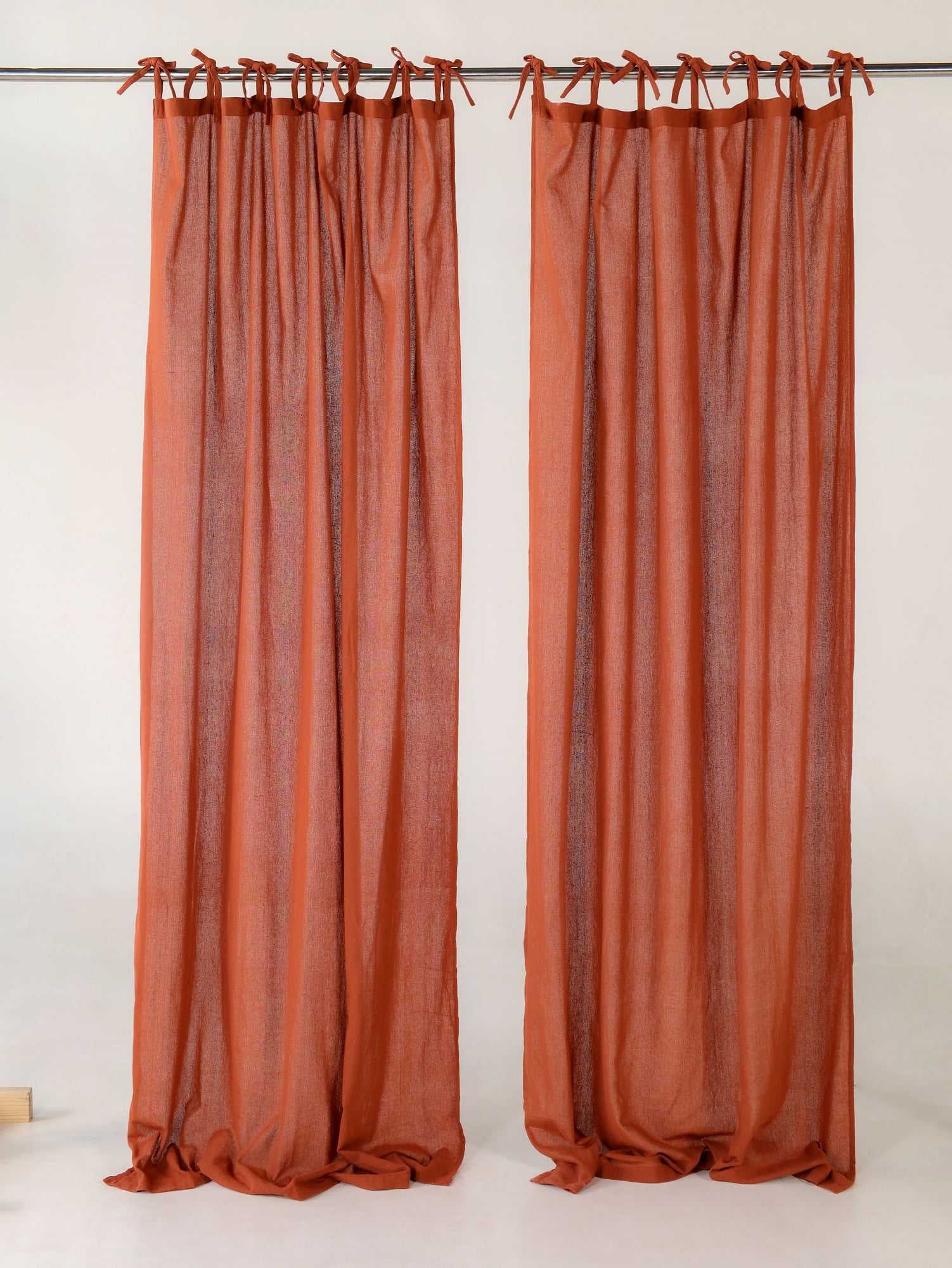 The Art Box Solid Linen Curtains 108 Inches Long 2 Pack, Textured Gauze ...