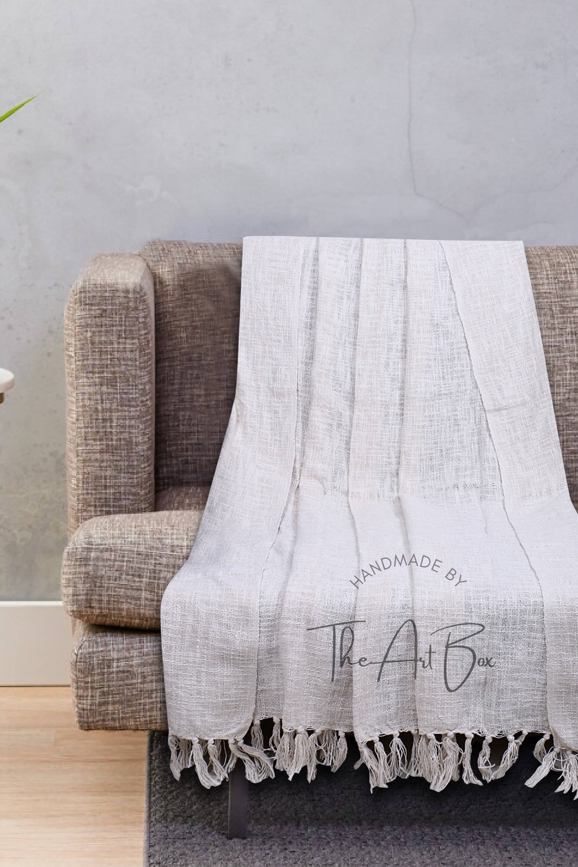 The Art Box Solid Throw Blanket, Cotton Throws for Bed Sofa Couch Chair ...