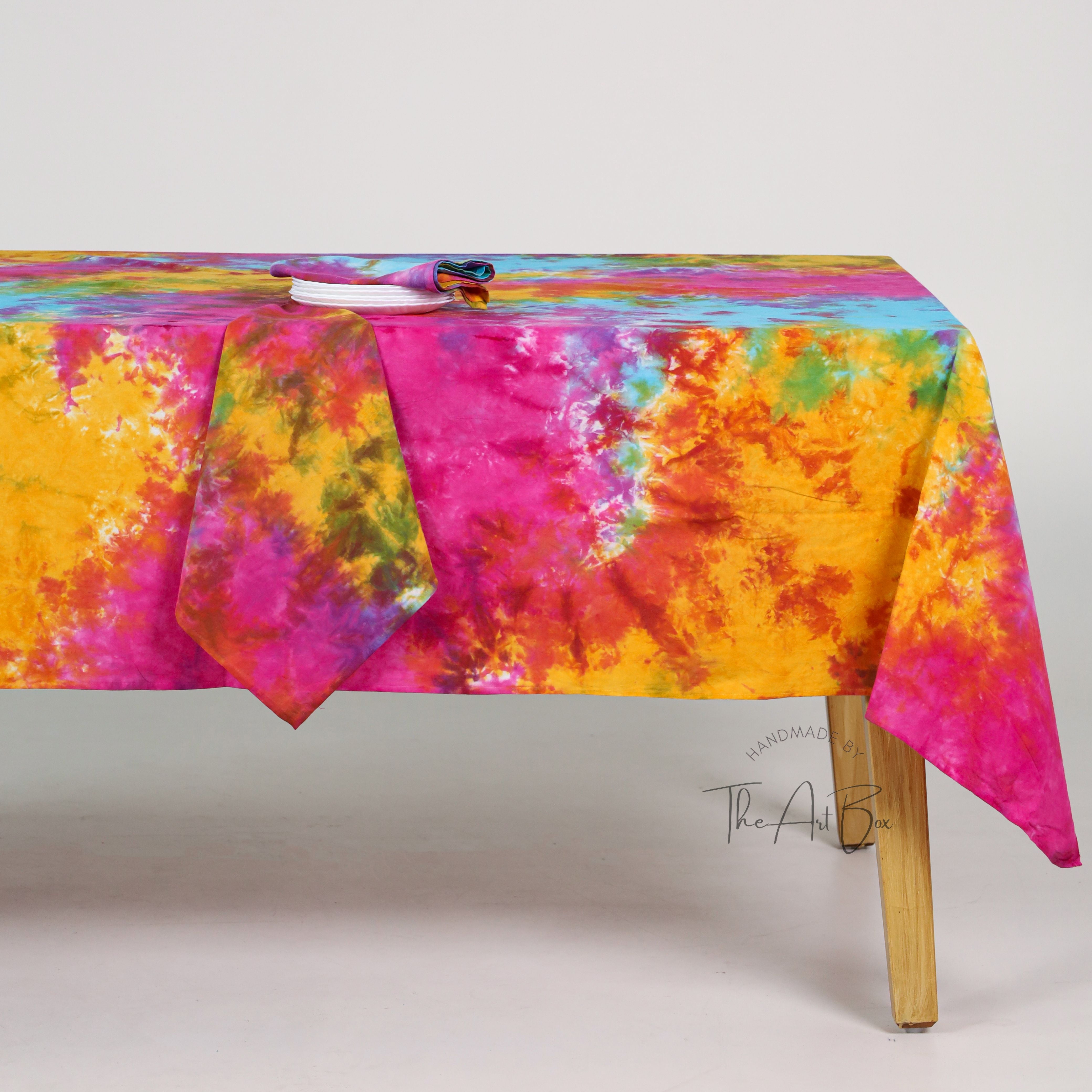The Art Box Tablecloth -36 x36 Inches Tie Dye Multicolor Square Table ...