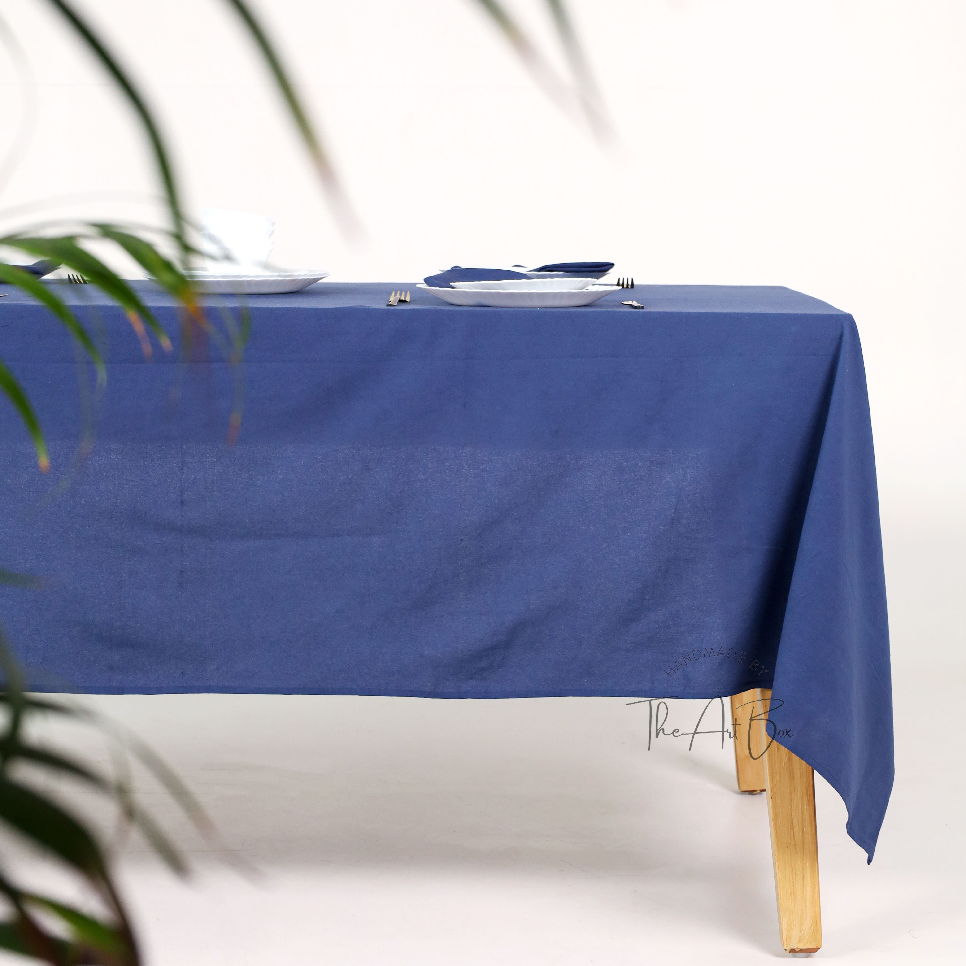 The Art Box Tablecloth - 60 x 120 Inches Blue Rectangular Solid ...