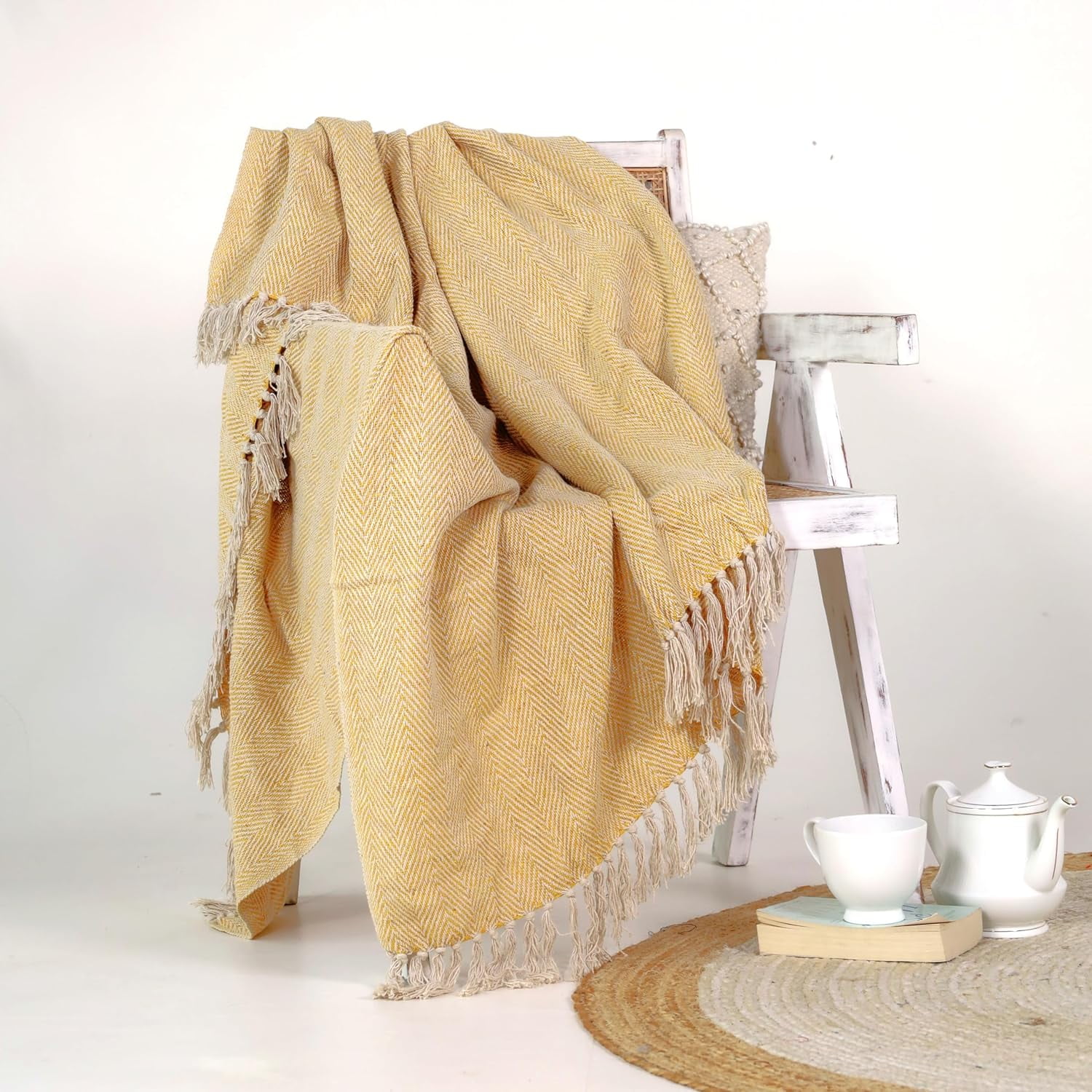 The Art Box Throw Blankets, 50 x 60 inche Marigold Yellow, Bohemian ...