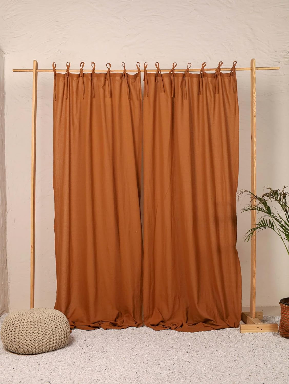 The Art Box Tie Top Linen Curtains Solid Rust 35w x 18l inch Curtains ...