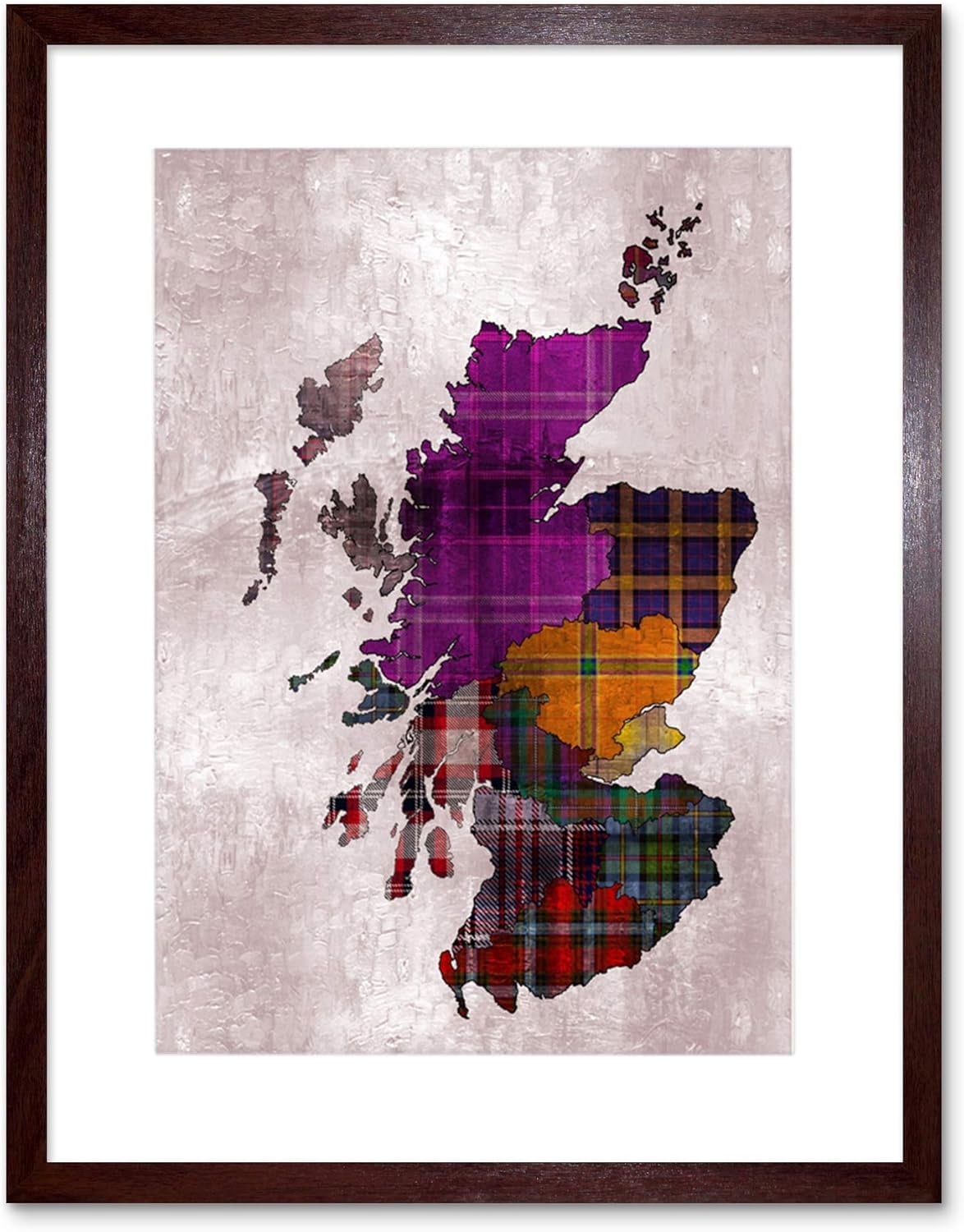 The Art Stop Painting MAP Outline Scotland Tartan Inset Regions Framed ...