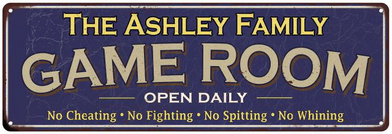 The Ashley Family Blue Game Room Metal 8x24 Sign 108240037576 - Walmart.com