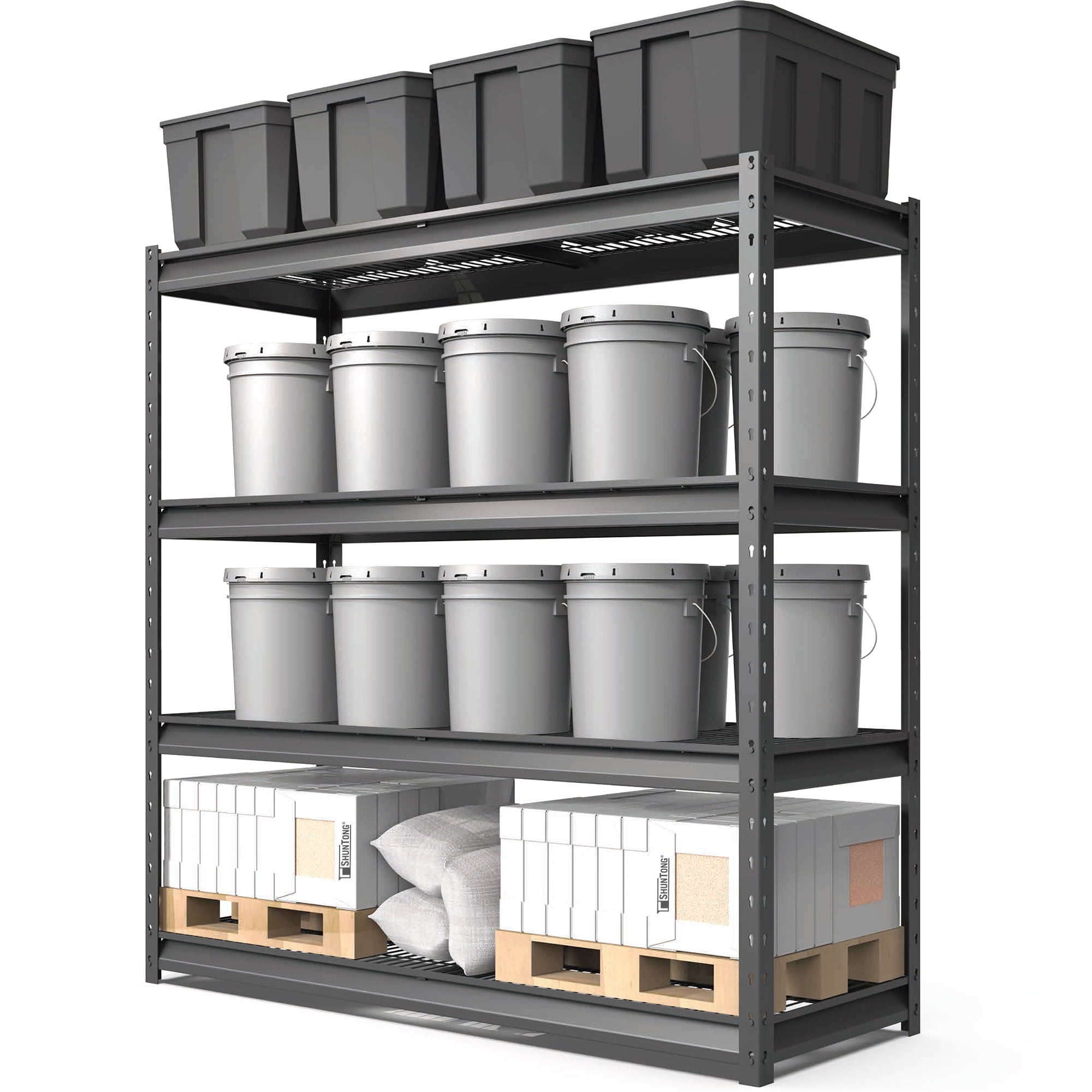 Shuntong The Atlas 4-Tier Industrail Shelving Unit, Adjustable Metal ...