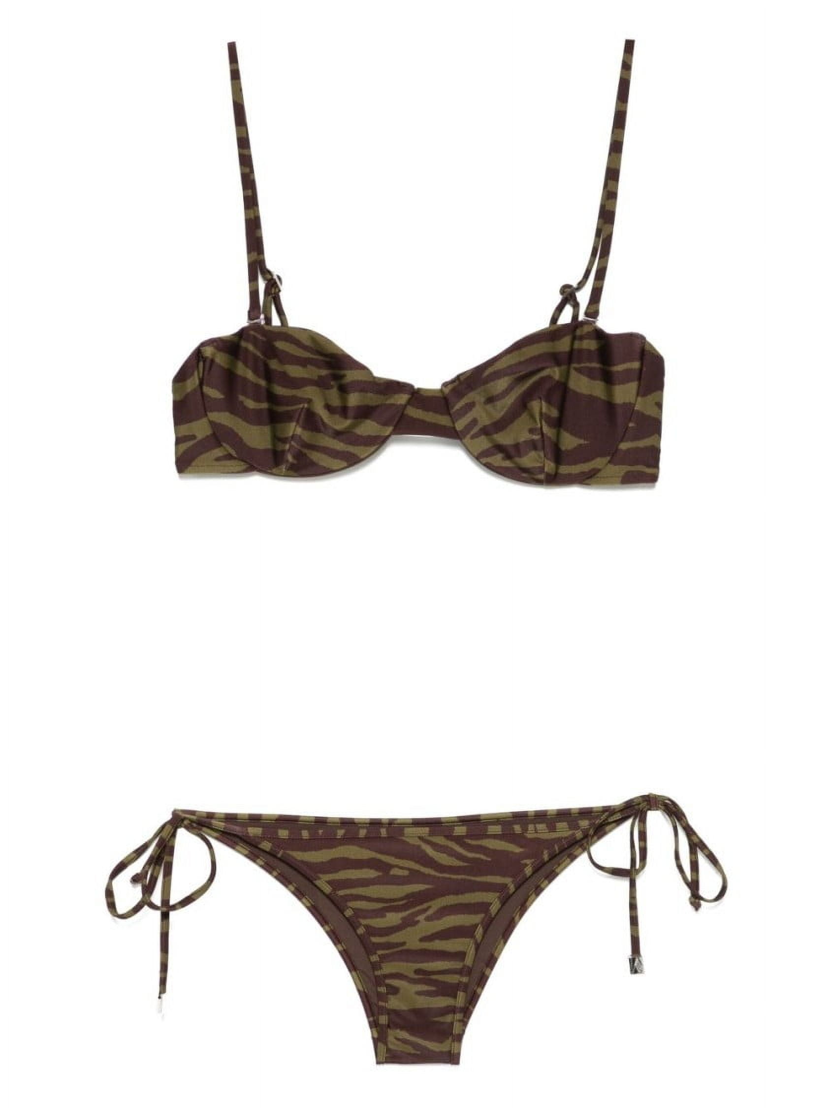 The Attico Tiger Stripe Bikini In Green And Brown (Women's) - Walmart.com