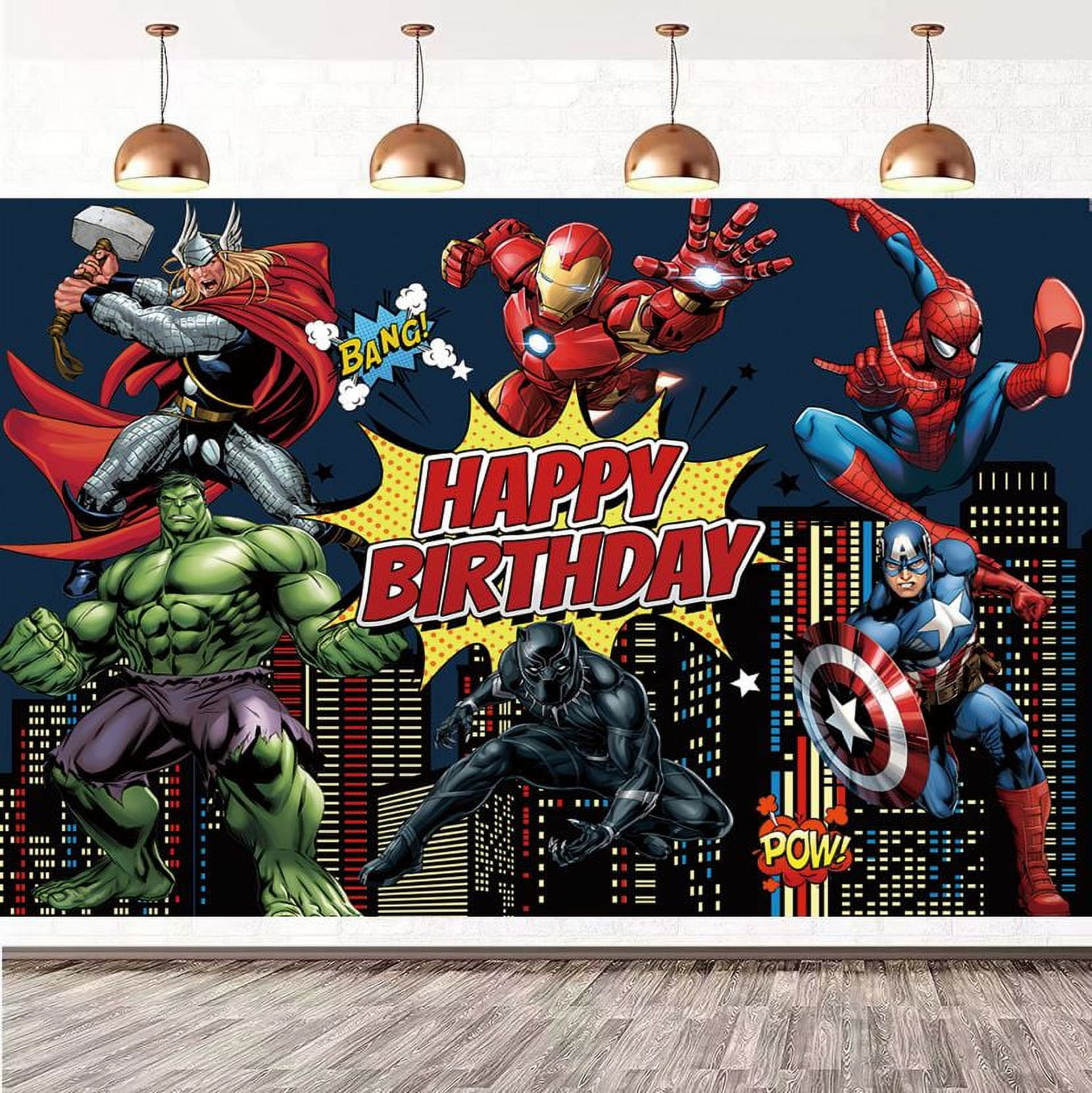 The Avengers Happy Birthday Anime Cartoon Theme Backdrops Banner ...