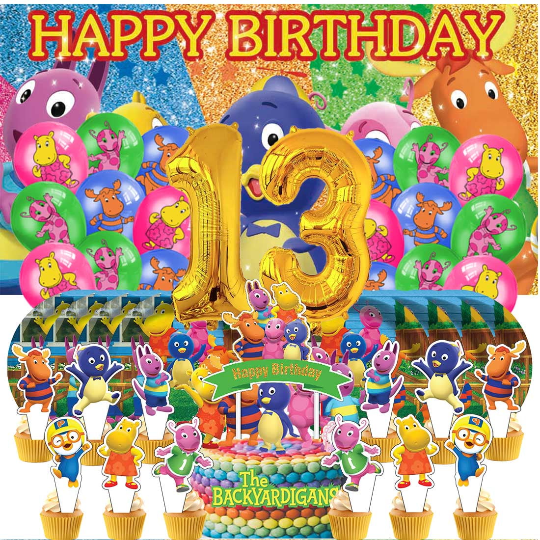The Backyardigans Balloons Party Supplies 13th Decor Tableware Birthday ...