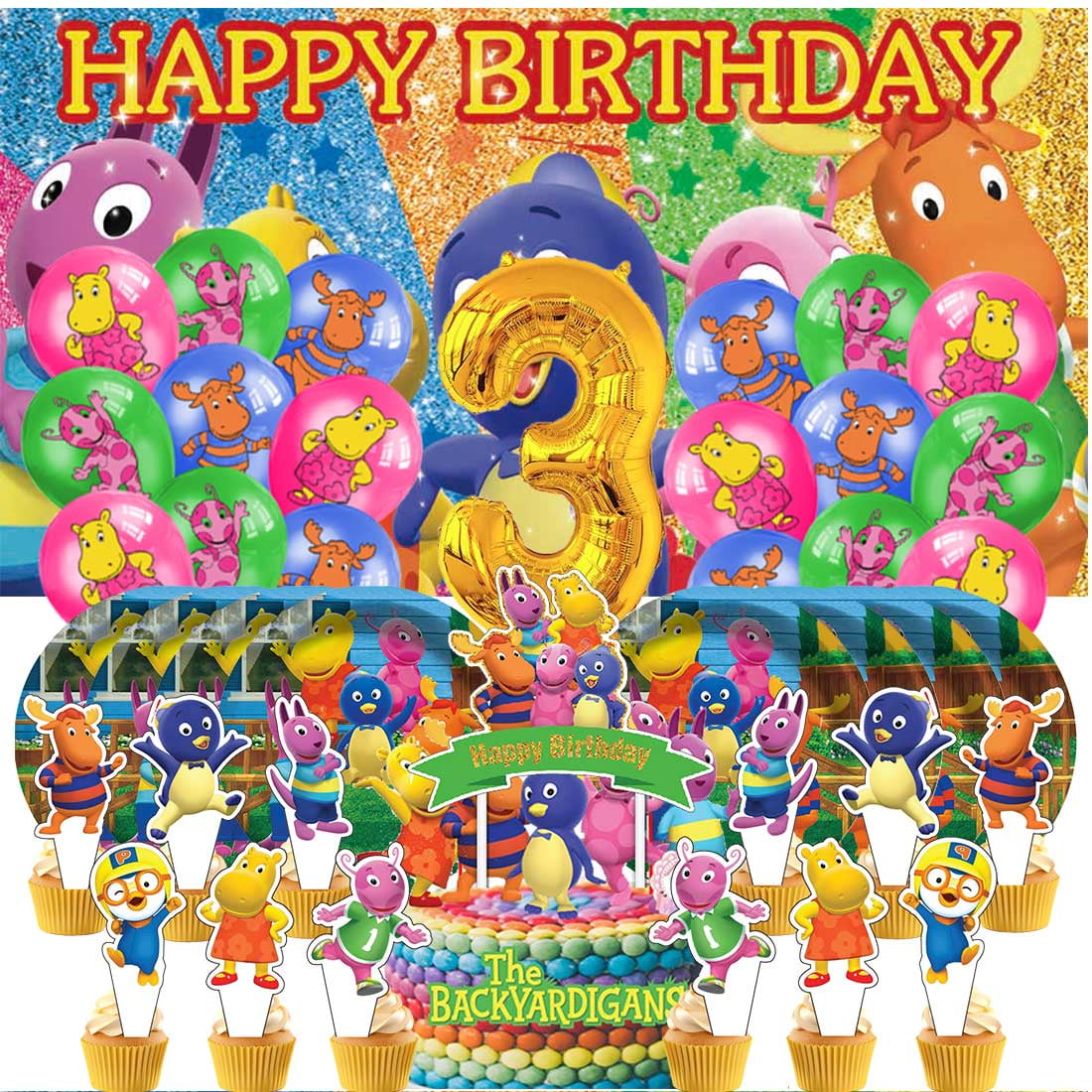 The Backyardigans Balloons Party Supplies 3rd Decor Tableware Birthday ...