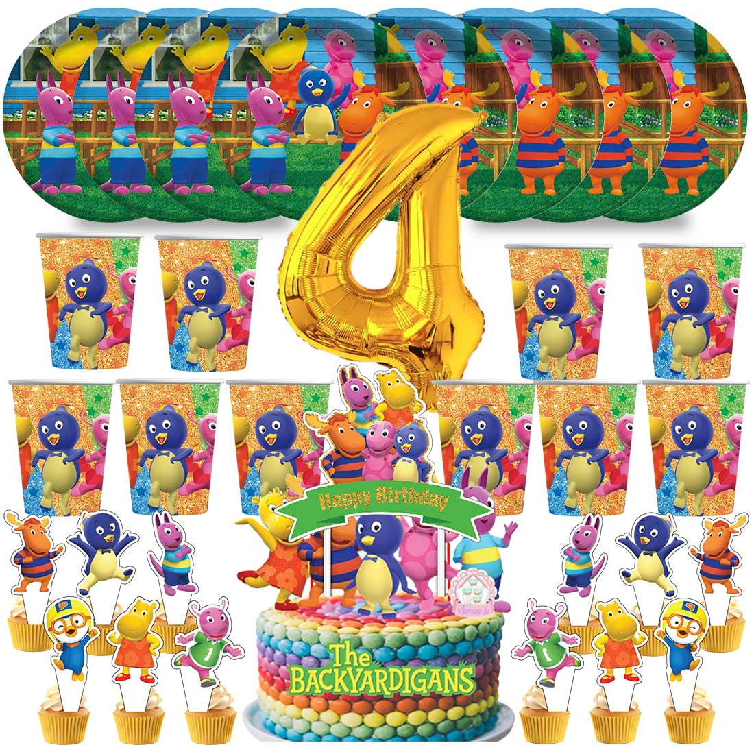 The Backyardigans Birthday 4th Cups Party Supplies Plates Fans ...