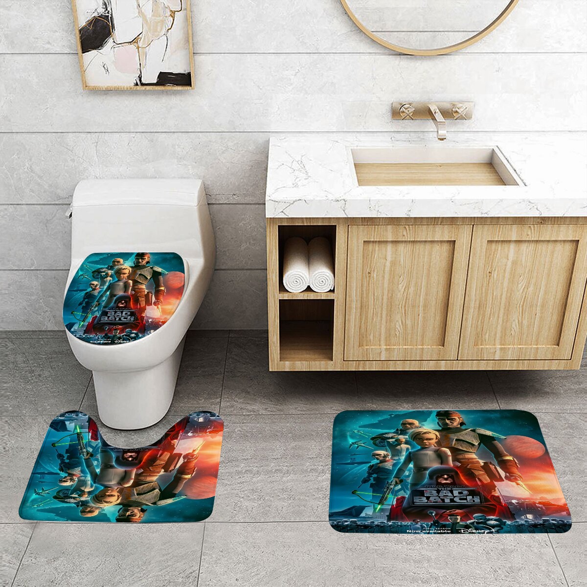 The Bad Batch floor mat and toilet set is durable,and adds a nostalgic ...