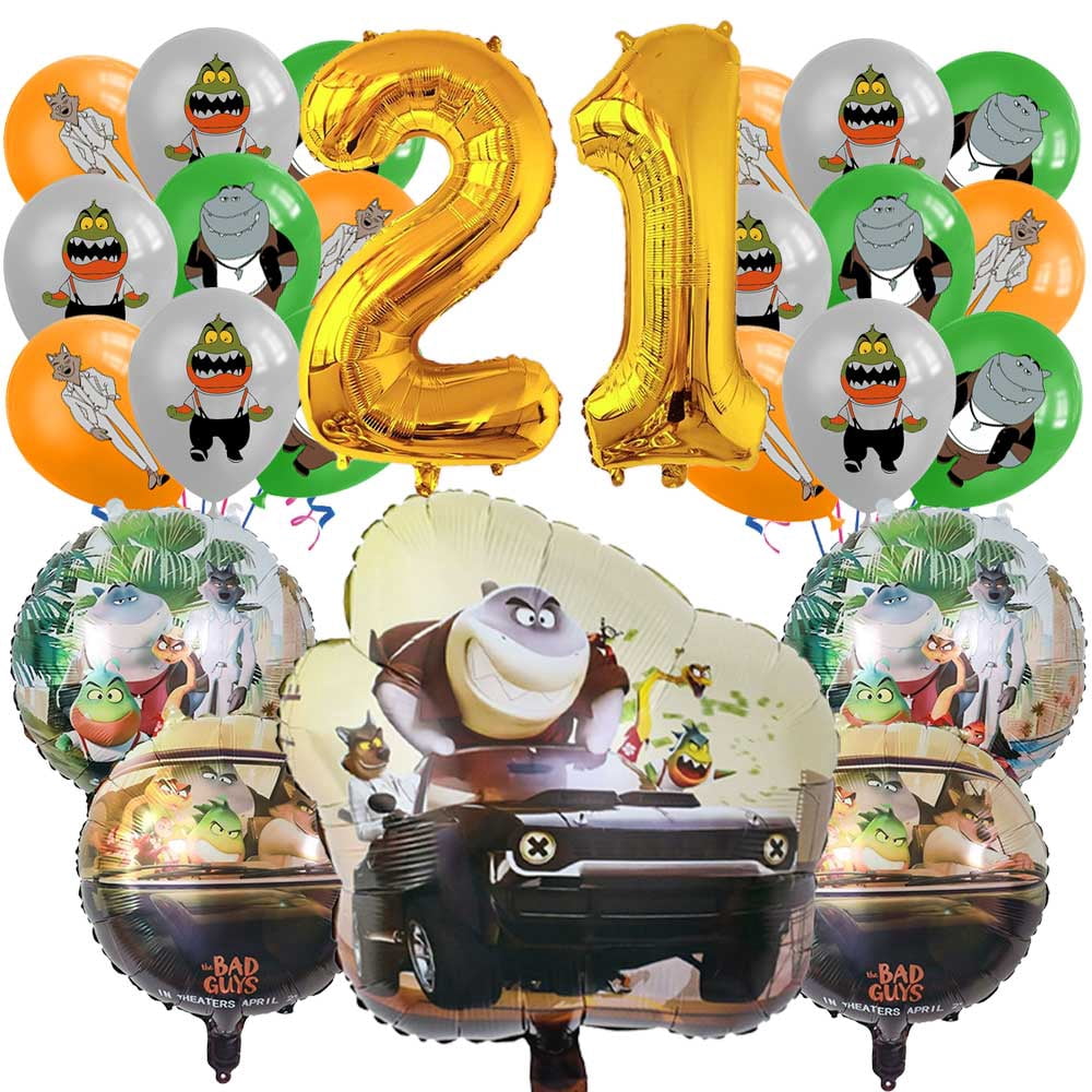 The Bad Guys Balloons Party Supplies 21th Big Number Decorations Decor ...