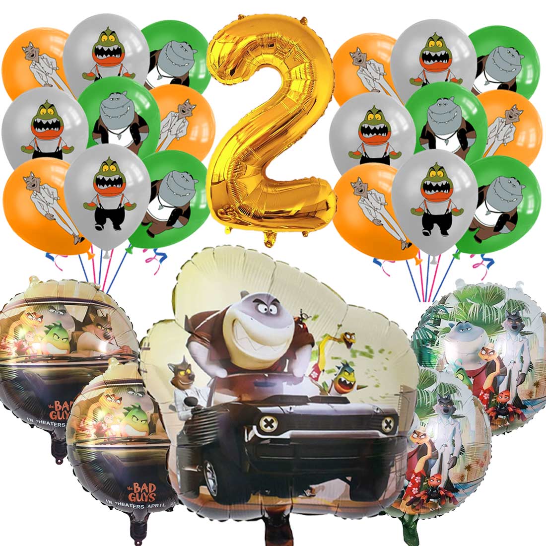 The Bad Guys Balloons Party Supplies 2nd Big Number Decorations Decor ...