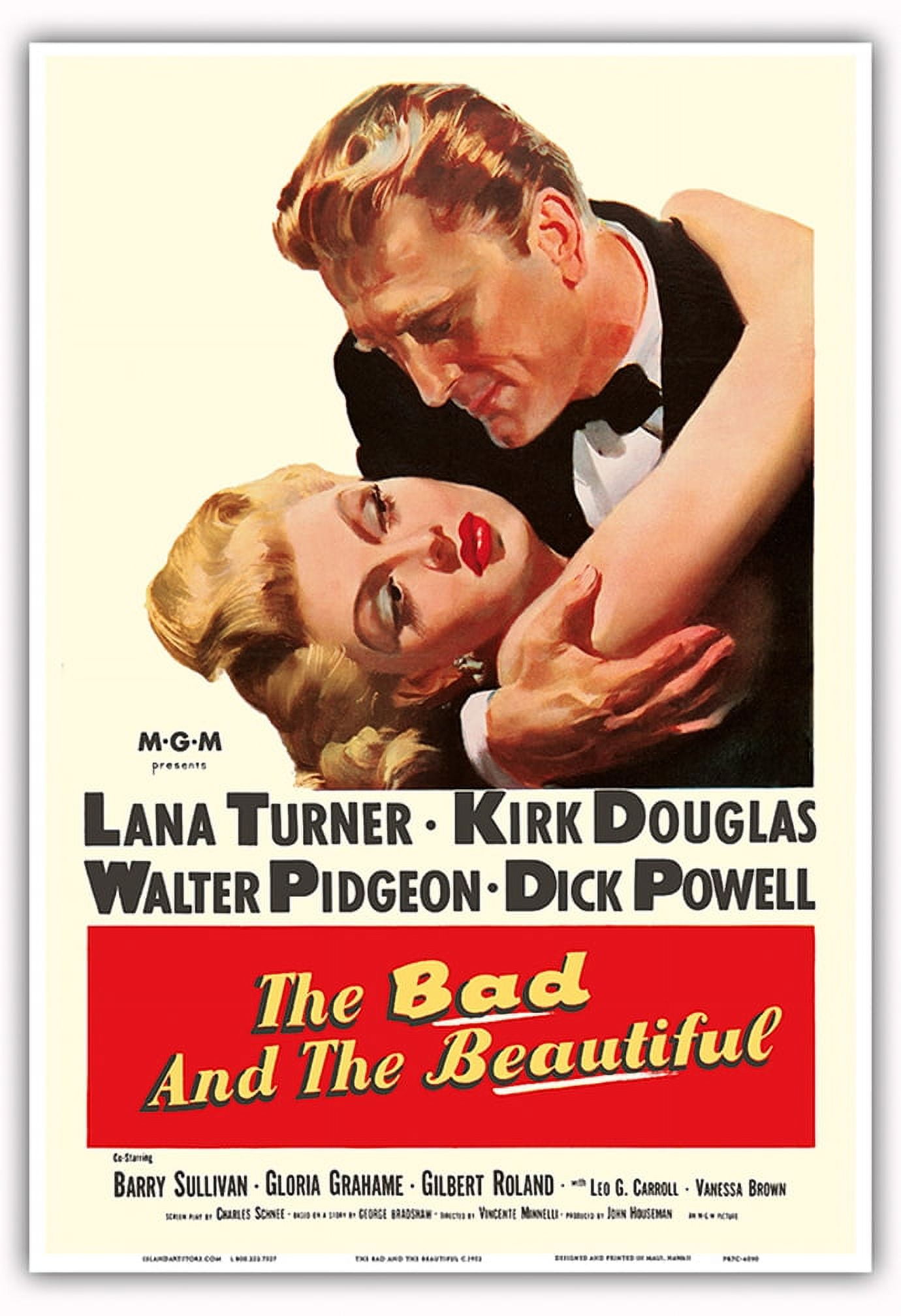 The Bad and the Beautiful - Starring Kirk Douglas and Lana Turner - Vintage Film Movie Poster c ...