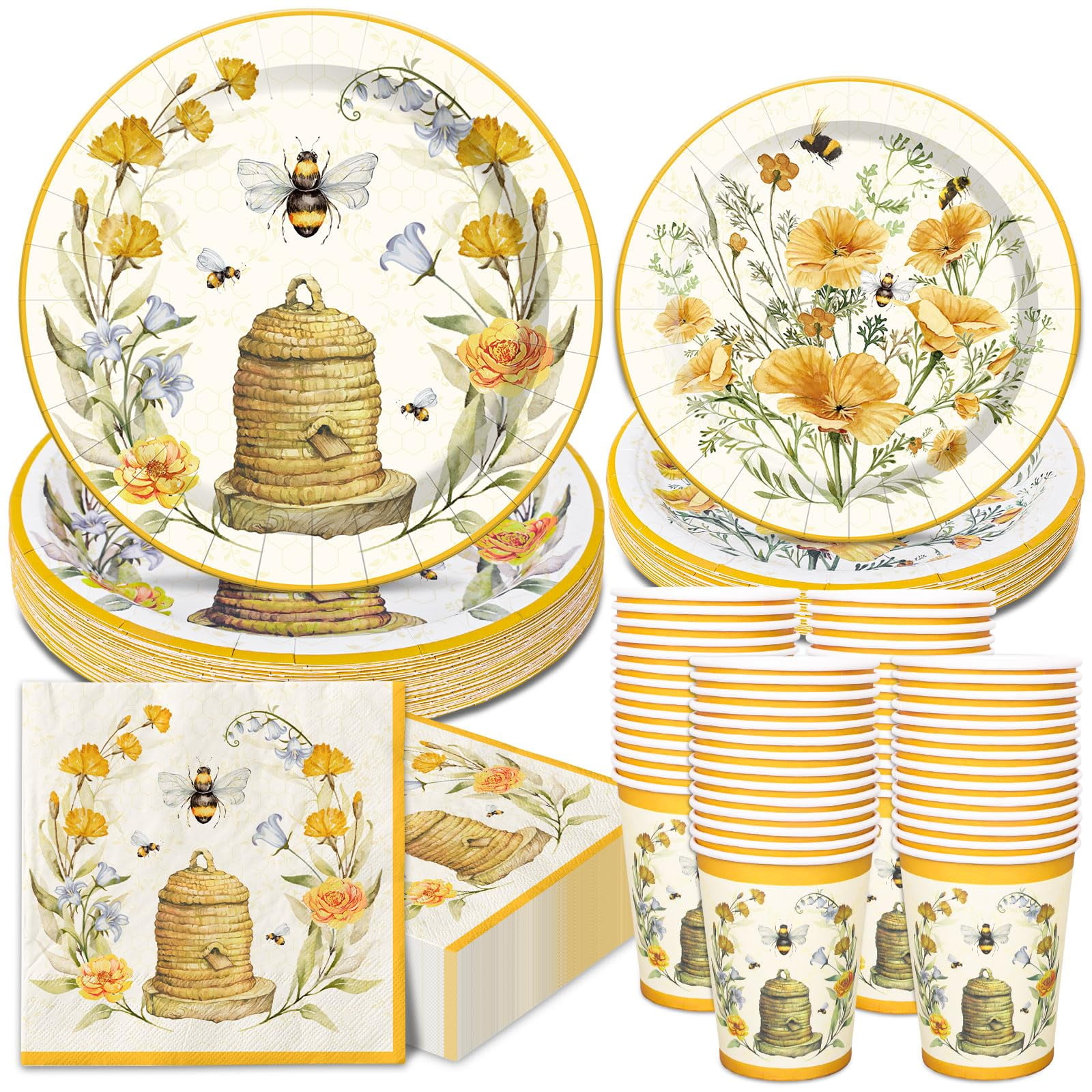 JarThenaAMCS Bee Tableware Set Serves 24 BSL1 Spring Disposable ...