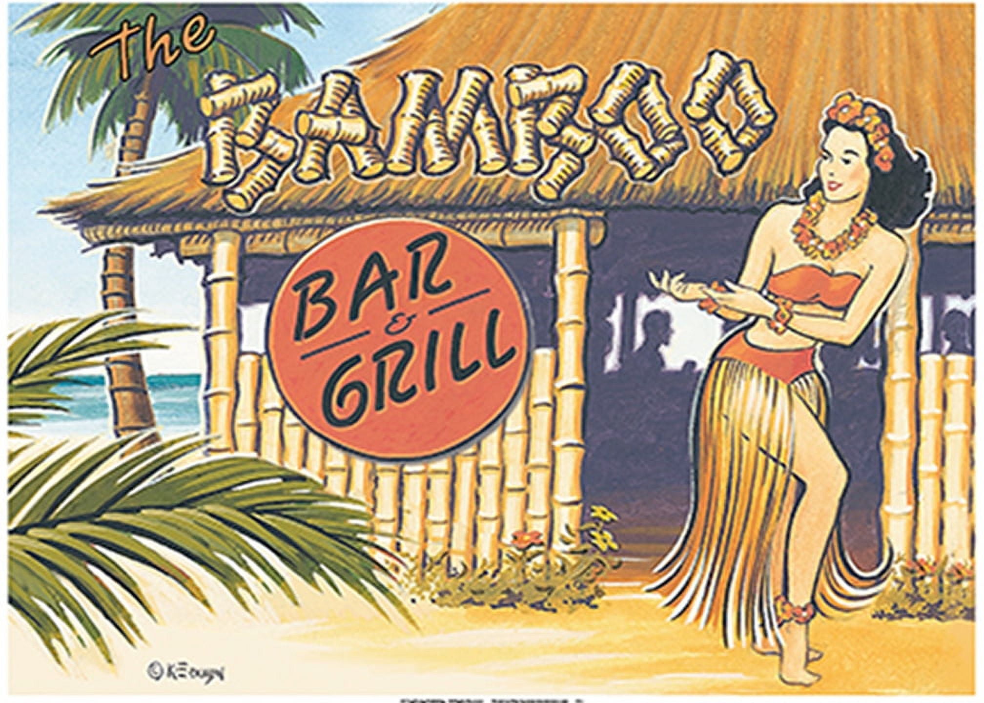 The Bamboo & Bar Grill - Hawaii Hula Dancer - Vintage Hawaiian Travel Poster by Kerne Erickson ...
