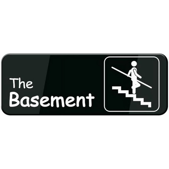 The Basement Door Sign - Highly Visible Plastic Placard Adhesive Back ...