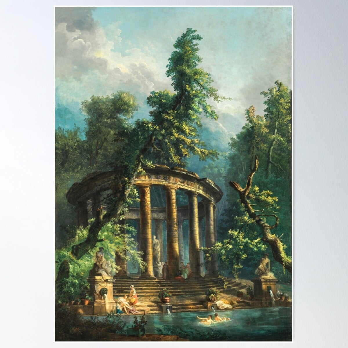 The Bathing Pool: Hubert Robert - Painting Artwork Enhanced For ...