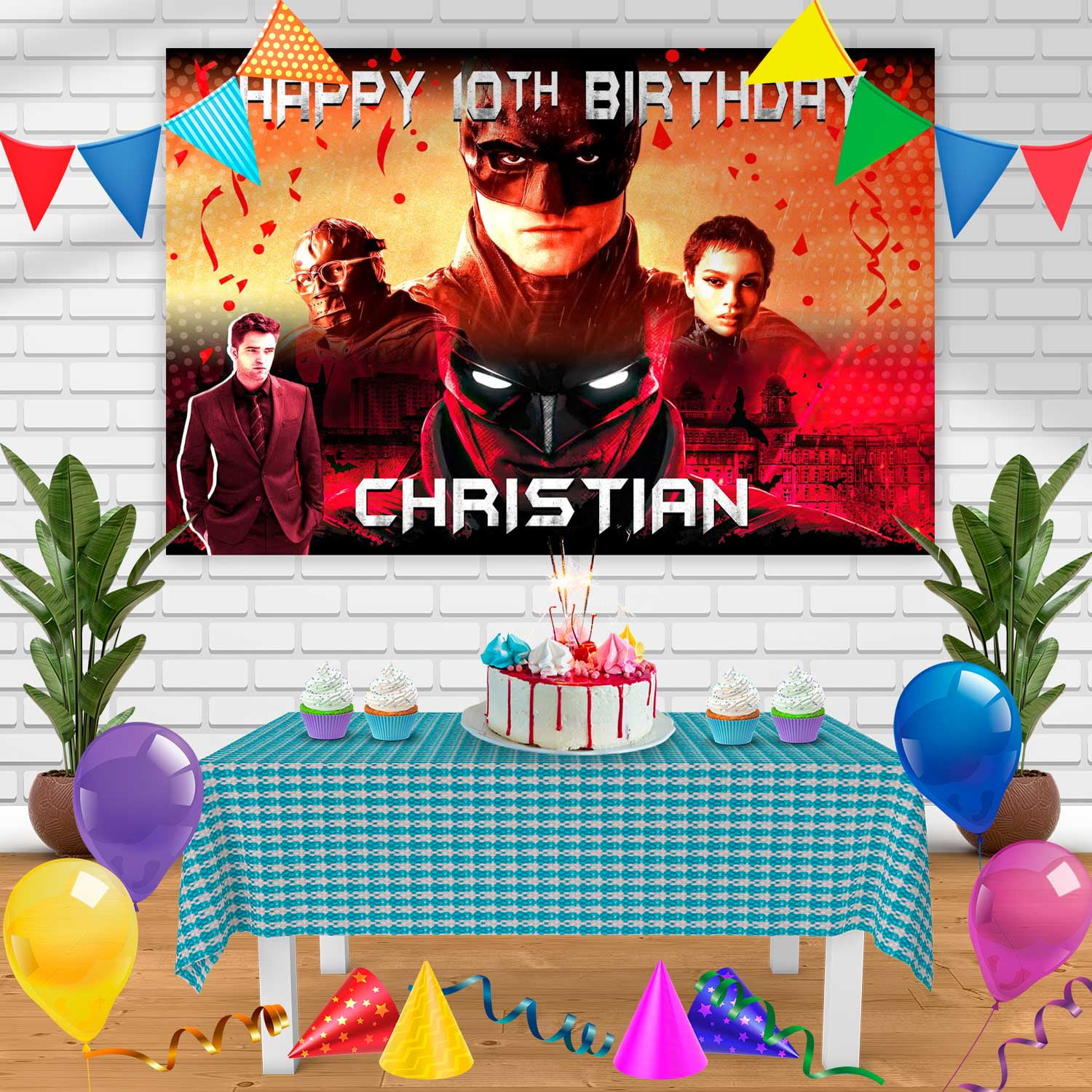 The Batman Movie Ko Birthday Banner Personalized Party Backdrop ...