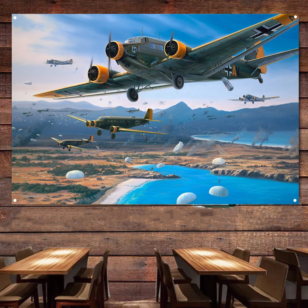 The Battle Of Crete Fighter Jet Poster Home Decor Banners & Flags ...