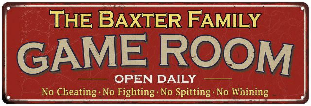 The Baxter Family Red Game Room Metal 6x18 Sign 106180038530 - Walmart.com