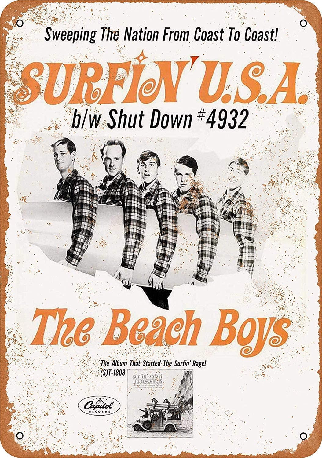 The Beach Boys Surfin' USA Tin Wall Sign Retro Iron Painting Vintage ...