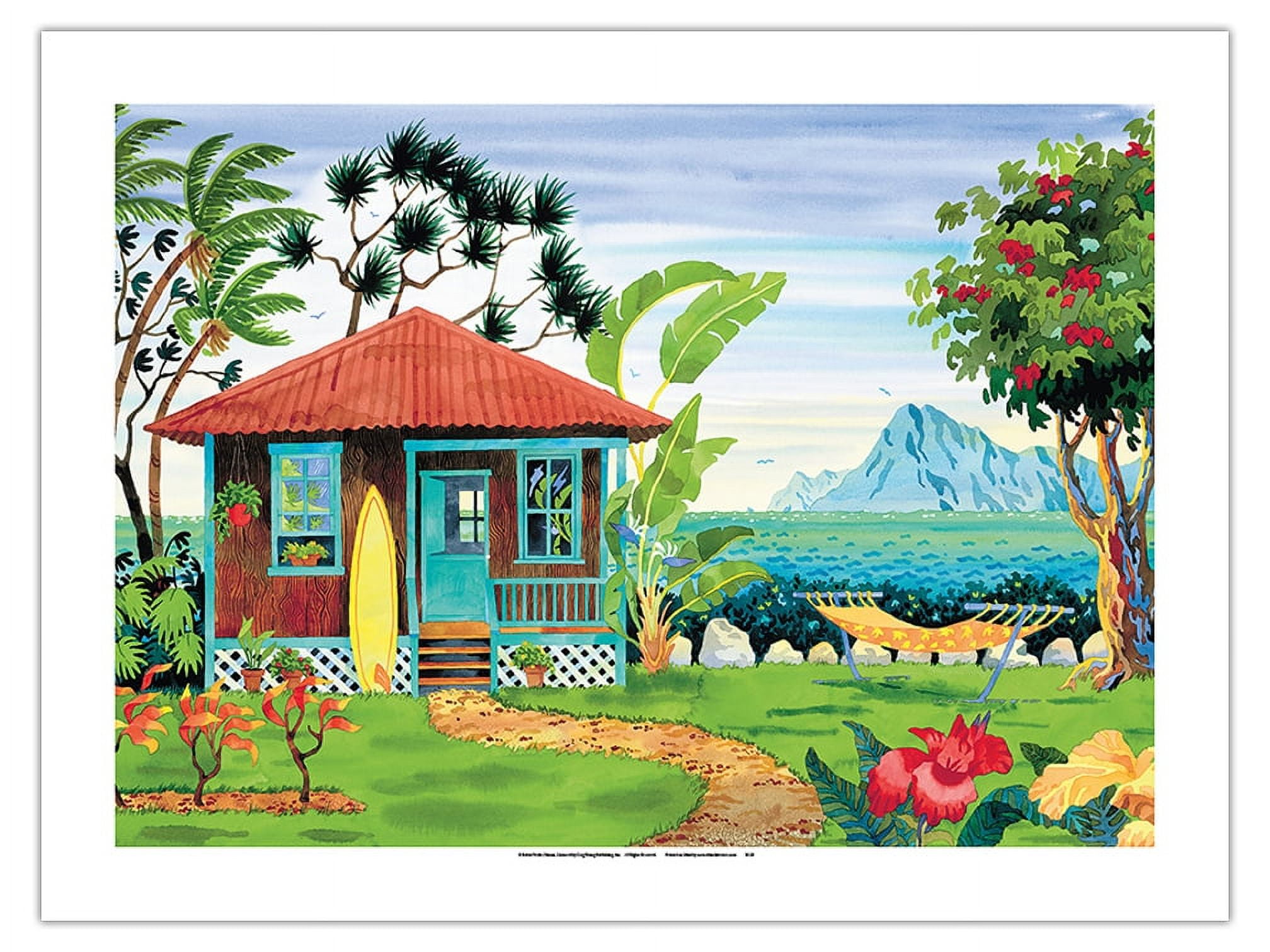 The Beach House - Hawaii - Hawaiian Islands - Tropical Paradise - From an Original Watercolor ...