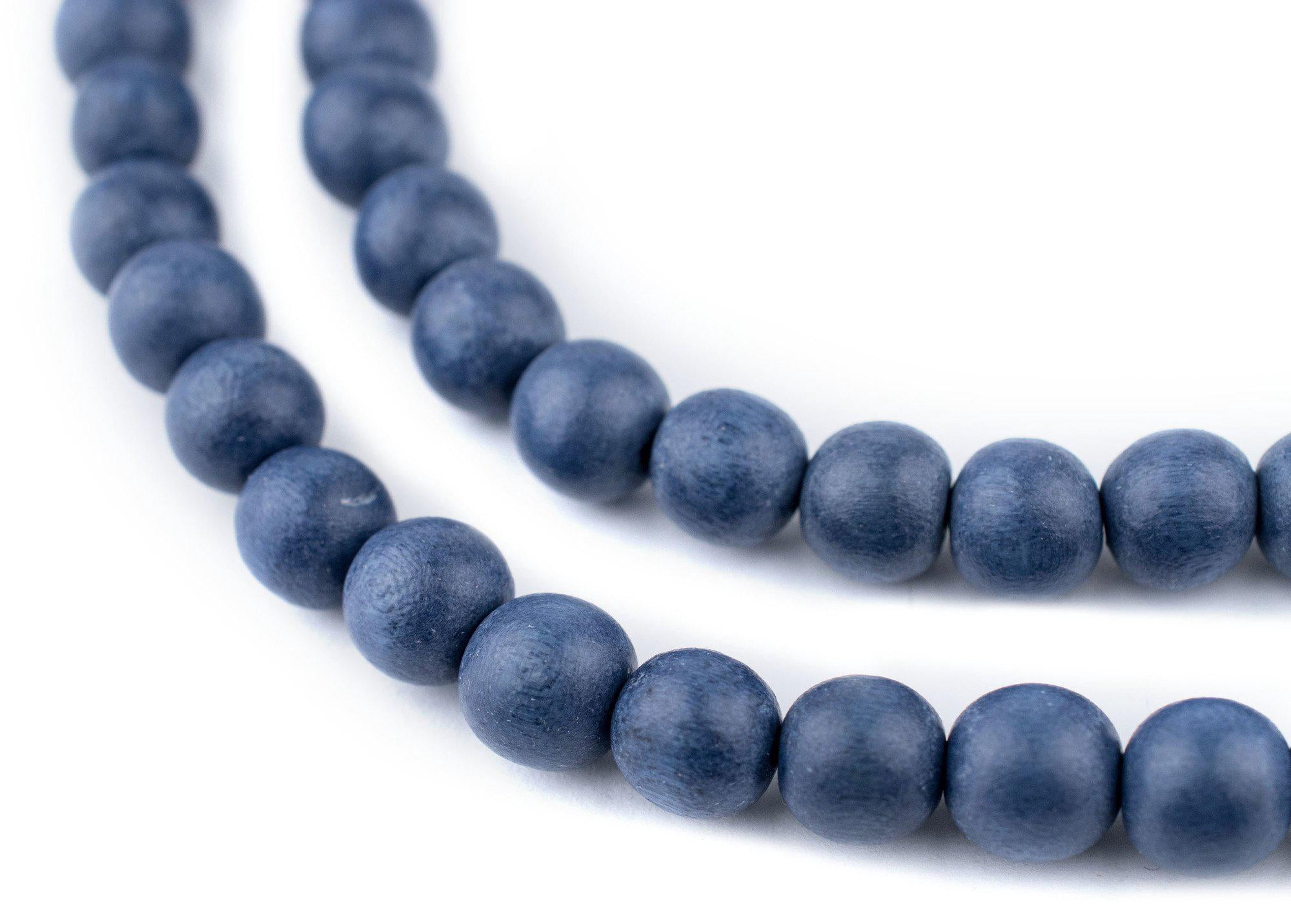 The Bead Chest Natural 10mm Wooden Beads in Blue - Cobalt for Jewelry ...