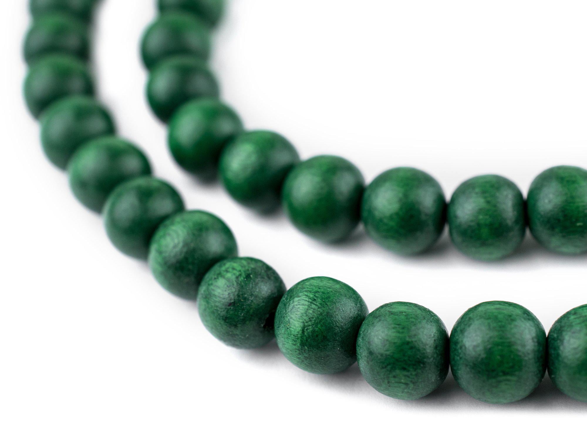 The Bead Chest Natural 10mm Wooden Beads in Green for Jewelry Making ...