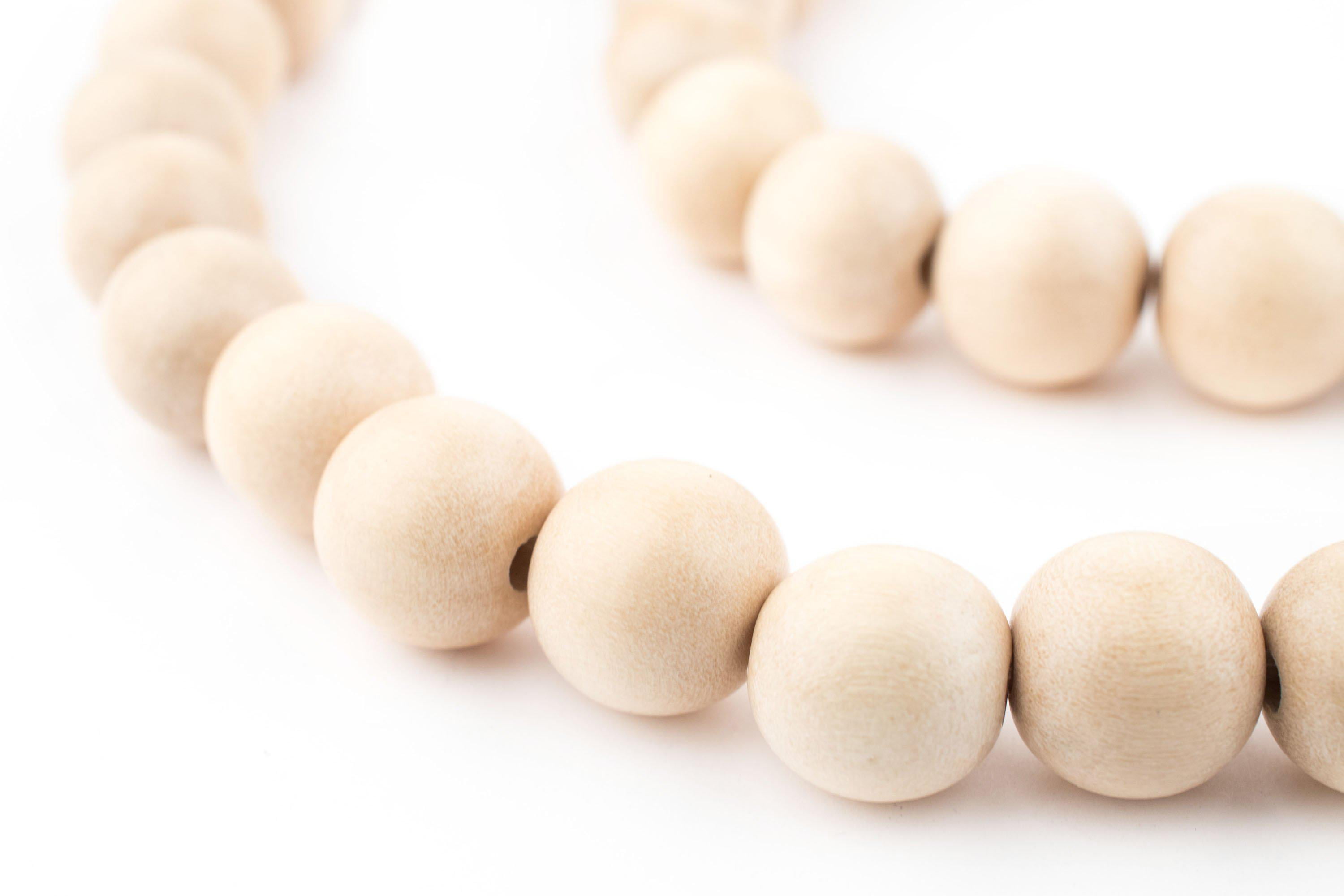 The Bead Chest Natural 12mm Wooden Beads in Cream for Jewelry Making ...