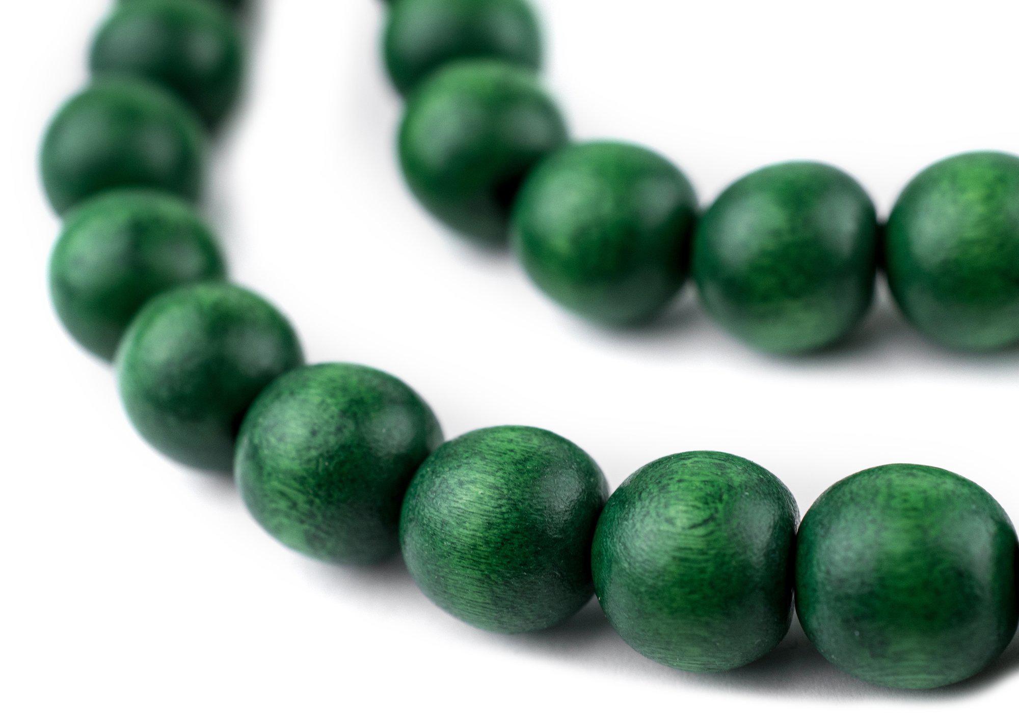 The Bead Chest Natural 12mm Wooden Beads in Green for Jewelry Making ...