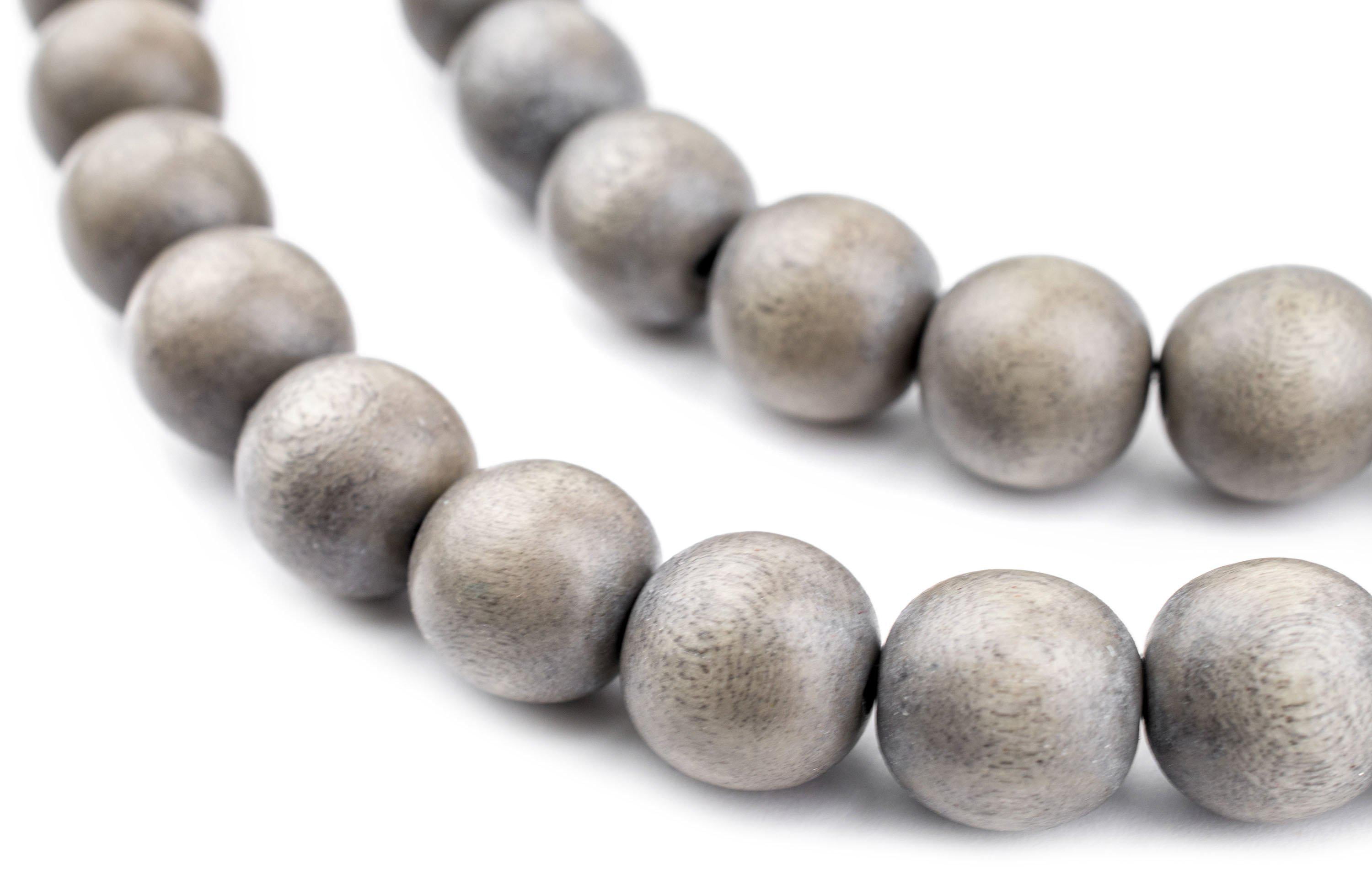 The Bead Chest Natural 12mm Wooden Beads in Grey for Jewelry Making ...