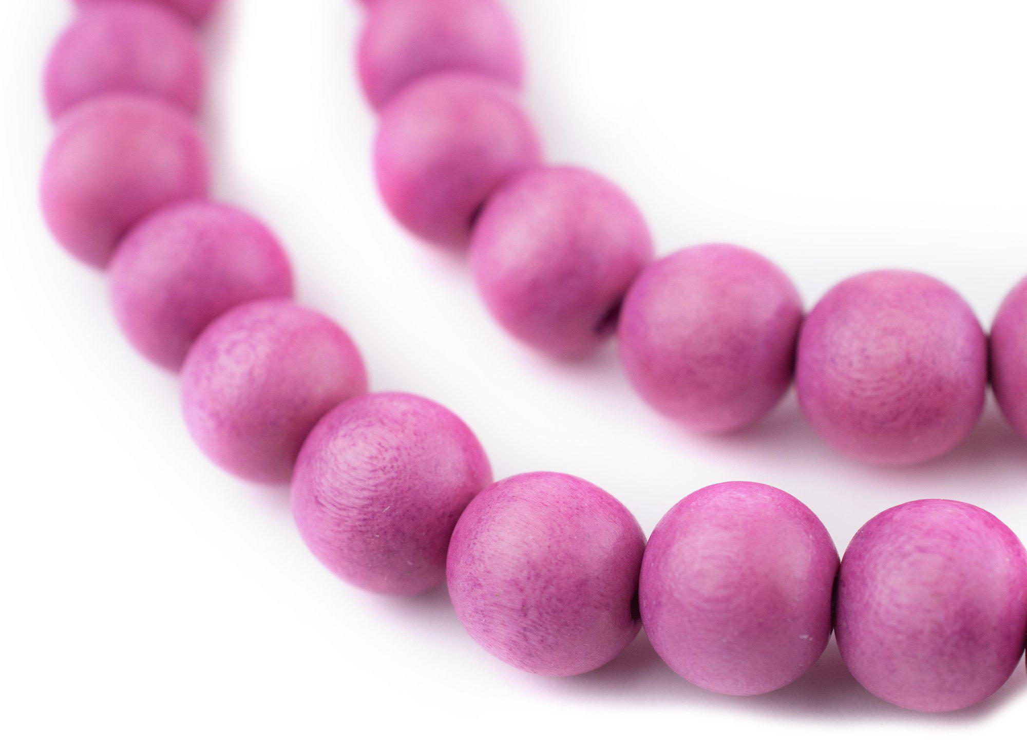 The Bead Chest Natural 12mm Wooden Beads in Magenta for Jewelry Making ...
