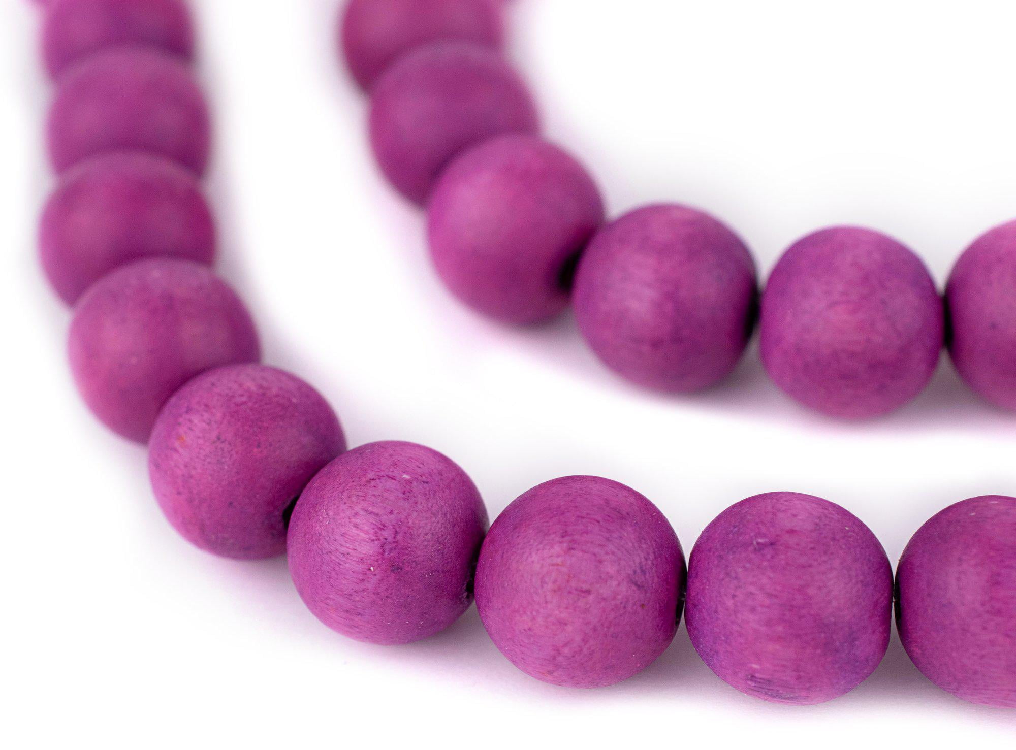 The Bead Chest Natural 14mm Wooden Beads in Magenta for Jewelry Making ...