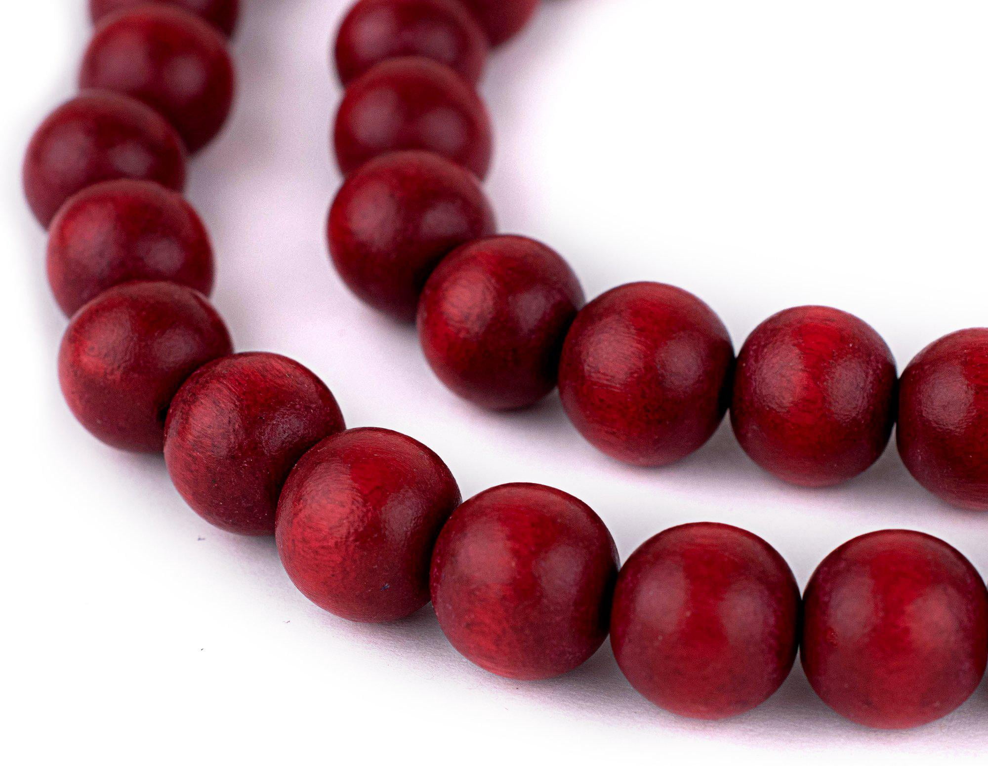 The Bead Chest Natural 14mm Wooden Beads in Red for Jewelry Making ...