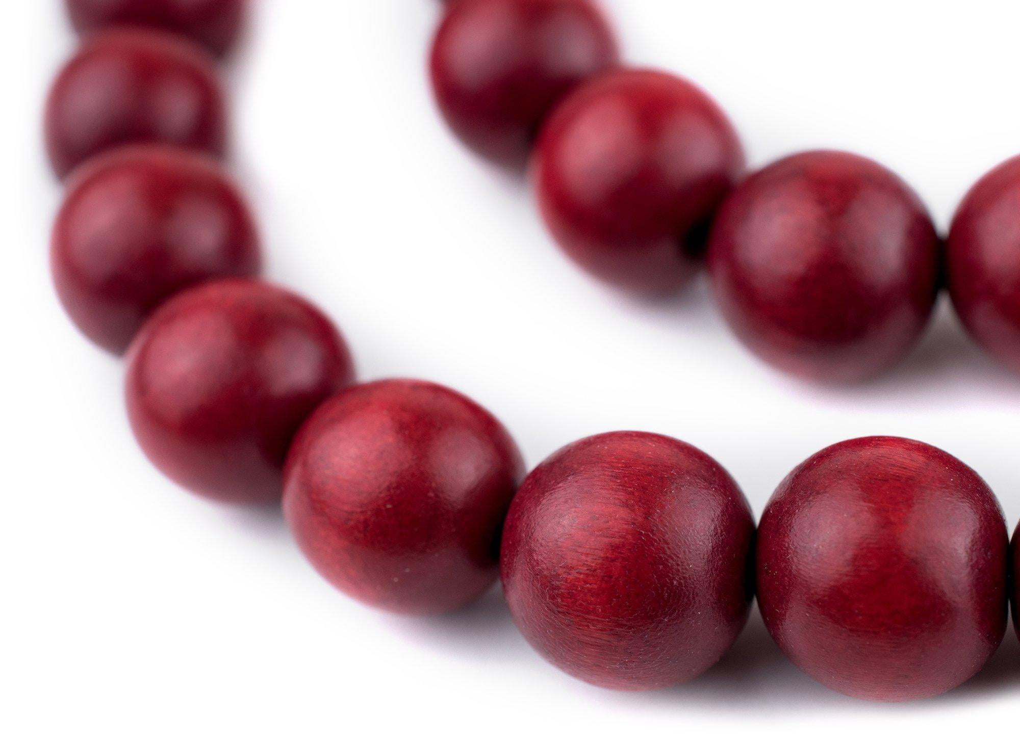The Bead Chest Natural 16mm Wooden Beads in Red for Jewelry Making ...