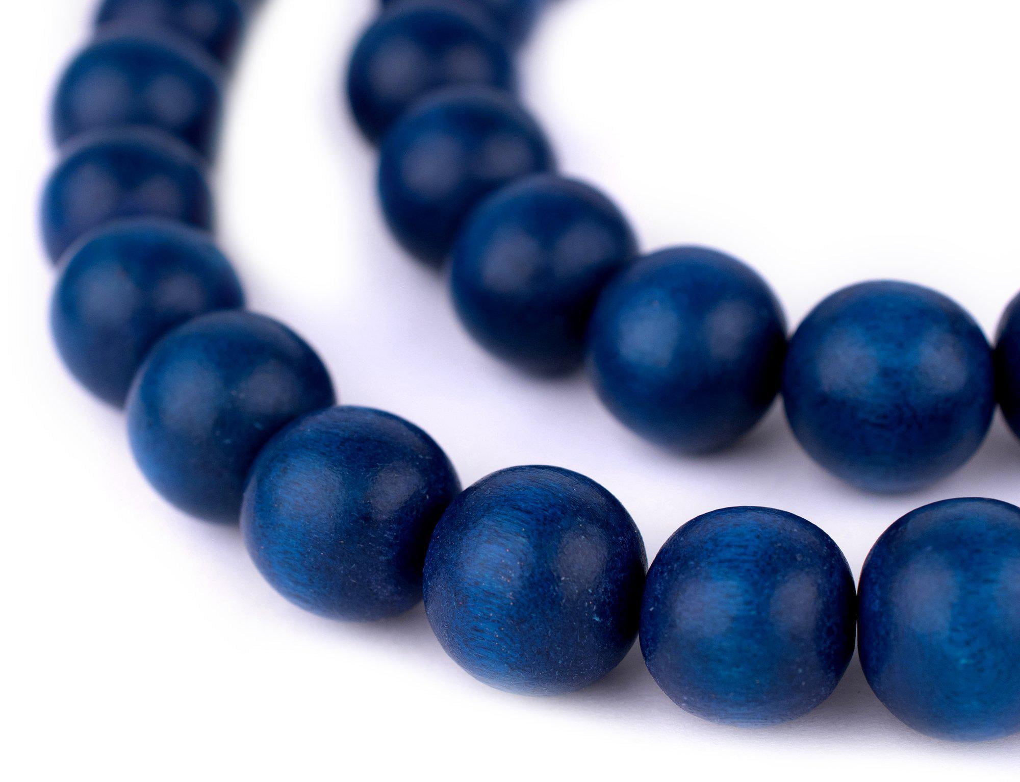 The Bead Chest Natural 18mm Wooden Beads in Blue - Azul for Jewelry ...