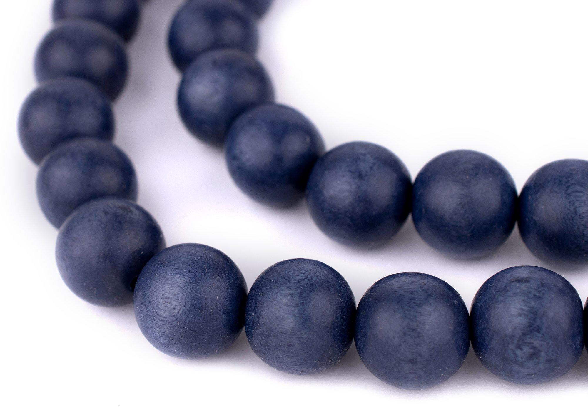 The Bead Chest Natural 18mm Wooden Beads in Blue - Cobalt for Jewelry ...
