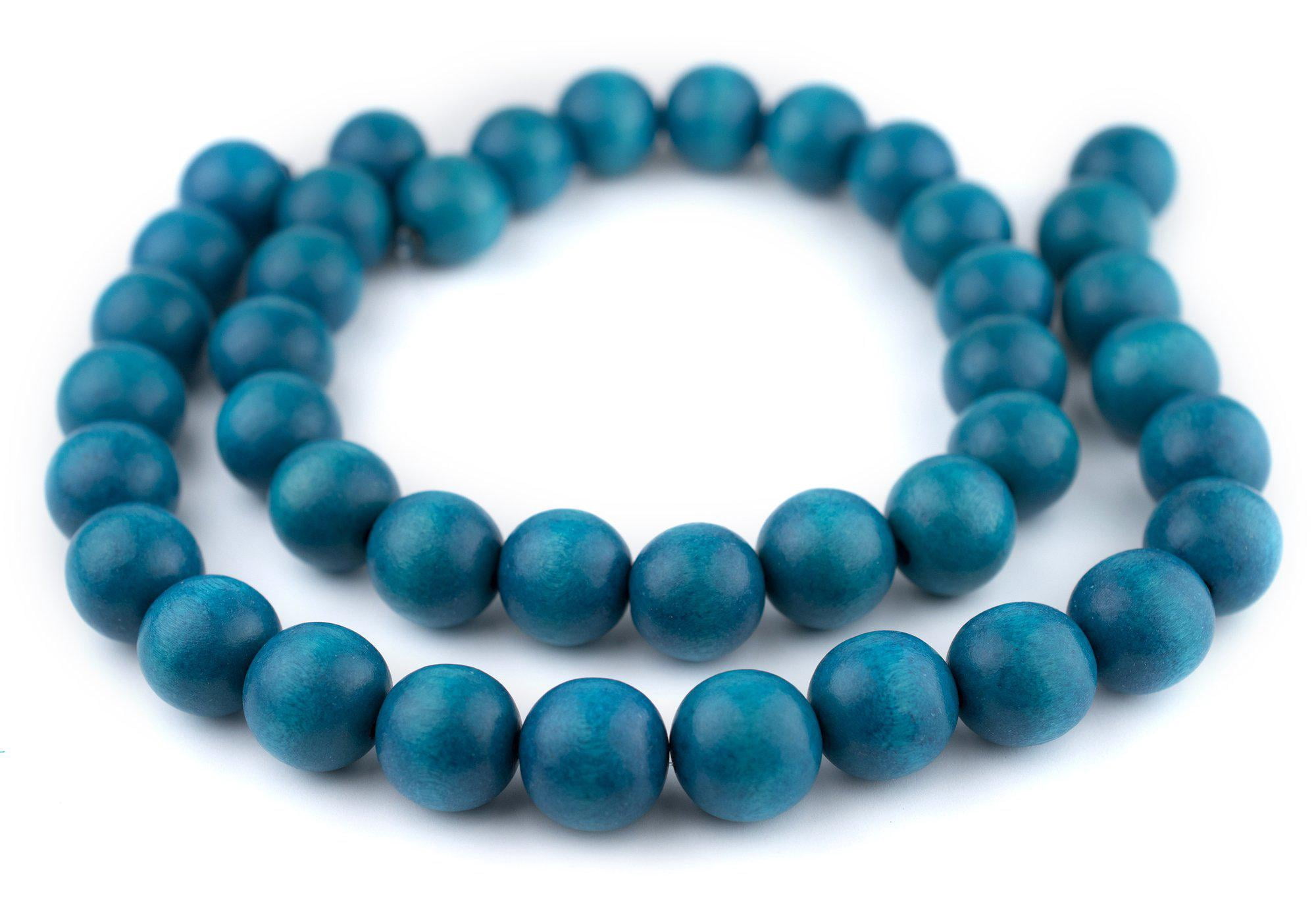 The Bead Chest Natural 20mm Wooden Beads in Blue - Aqua for Jewelry ...