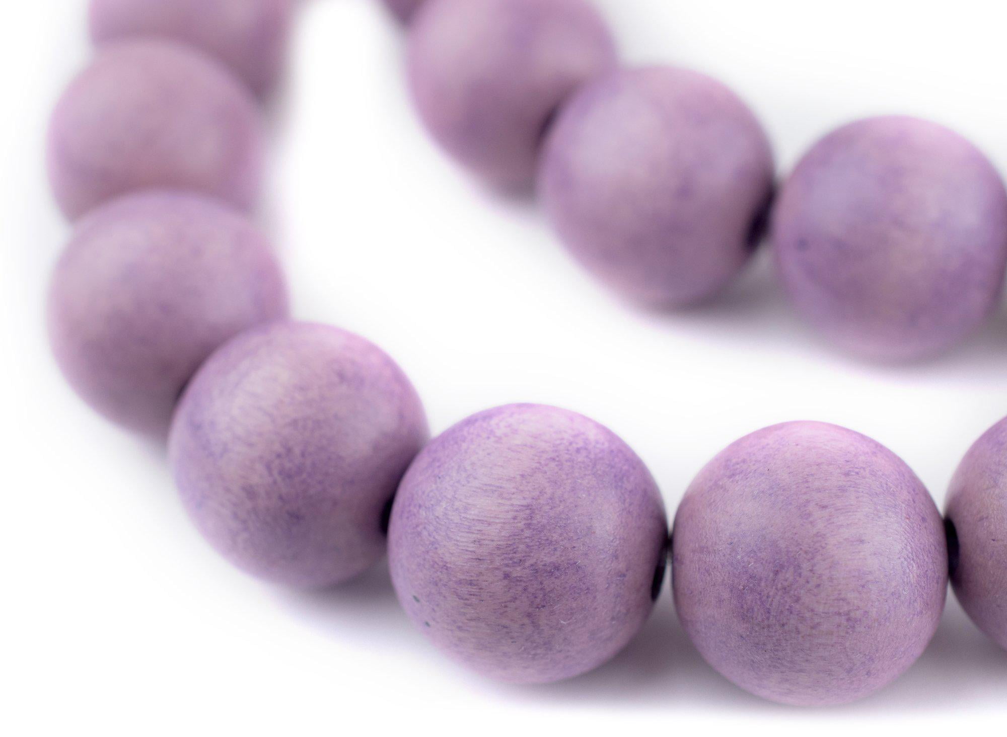The Bead Chest Natural 20mm Wooden Beads in Purple for Jewelry Making ...