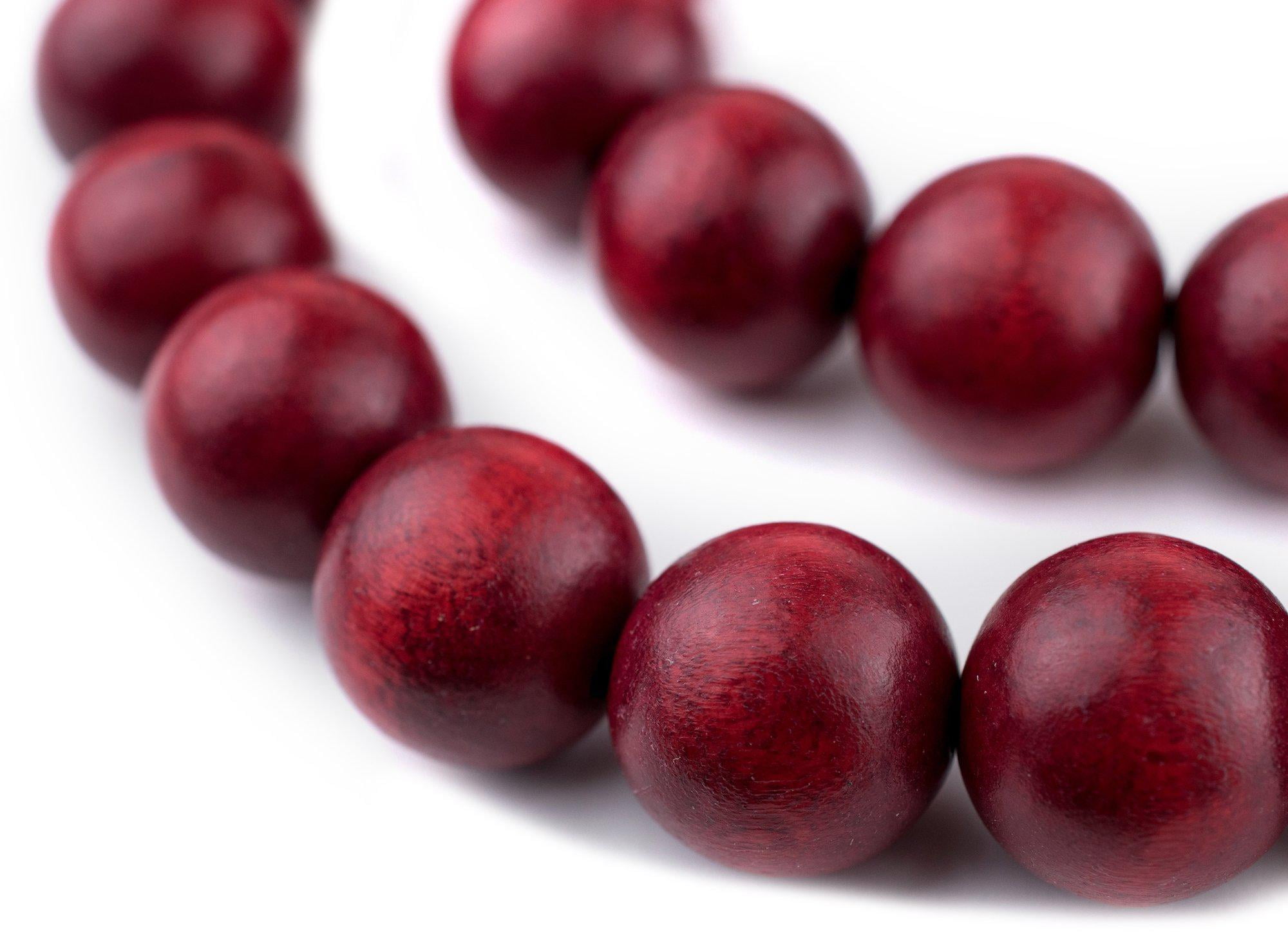 The Bead Chest Natural 20mm Wooden Beads in Red for Jewelry Making ...