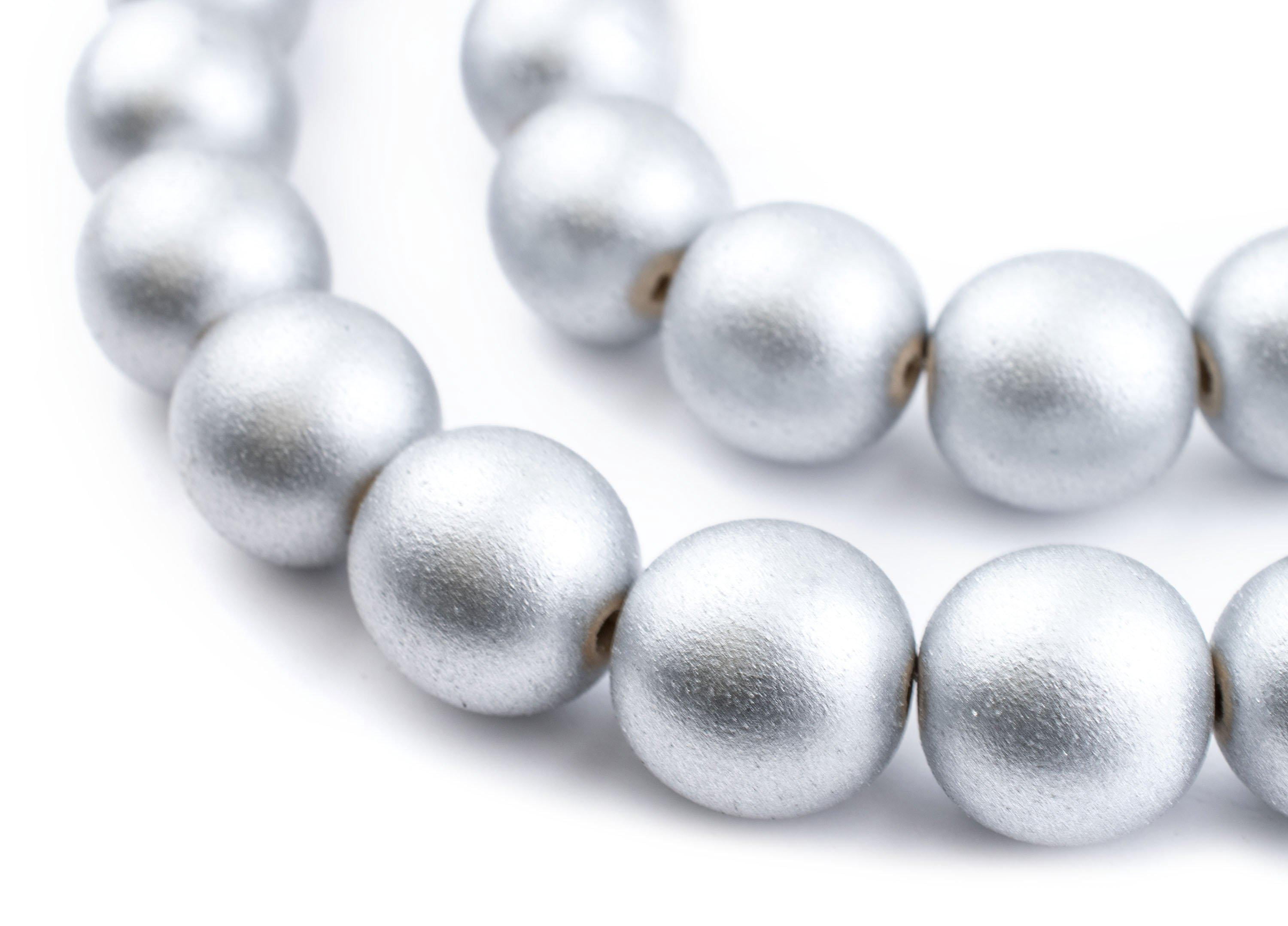 The Bead Chest Natural 20mm Wooden Beads in Silver for Jewelry Making ...