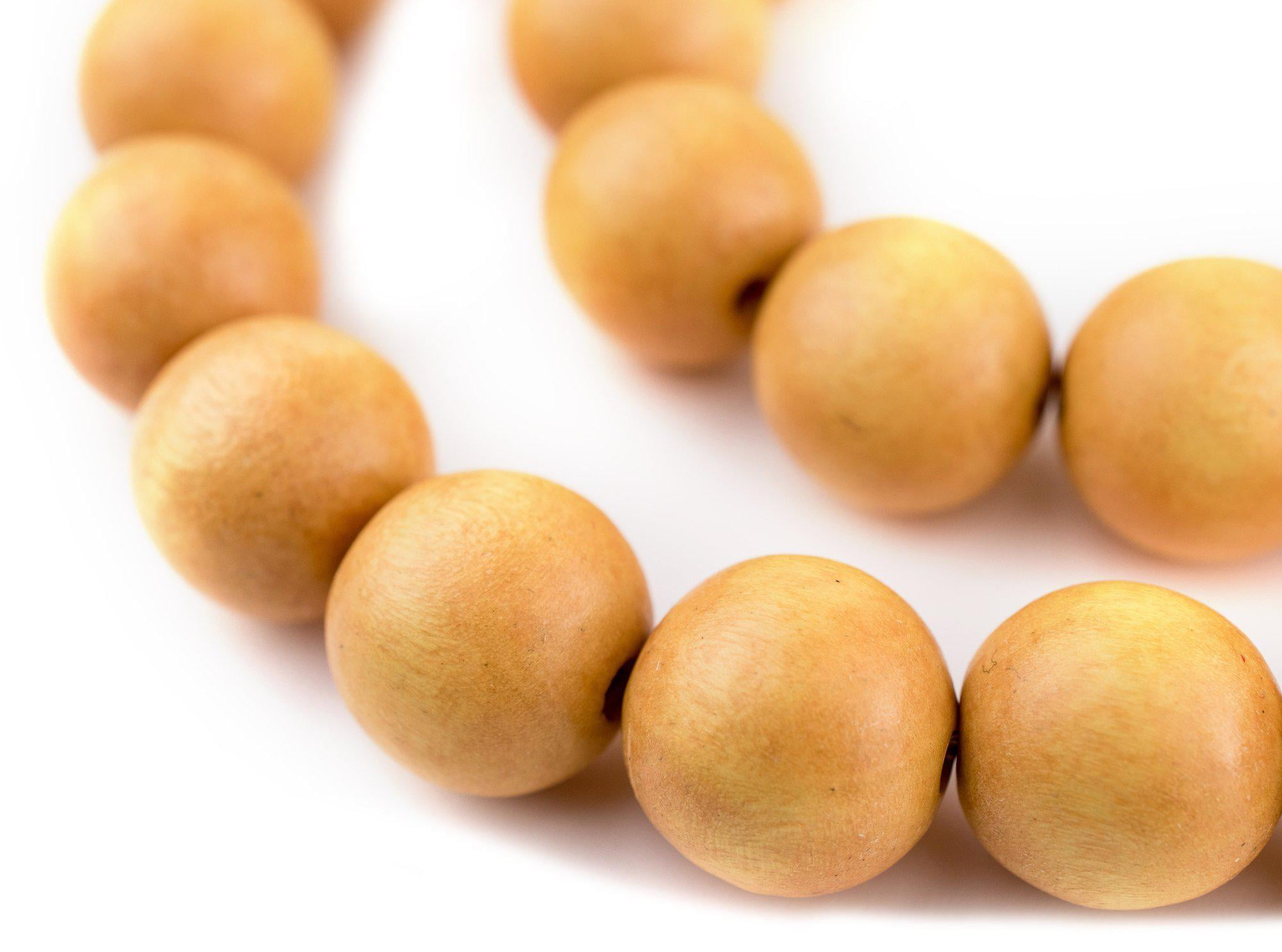 The Bead Chest Natural 20mm Wooden Beads in Yellow for Jewelry Making ...