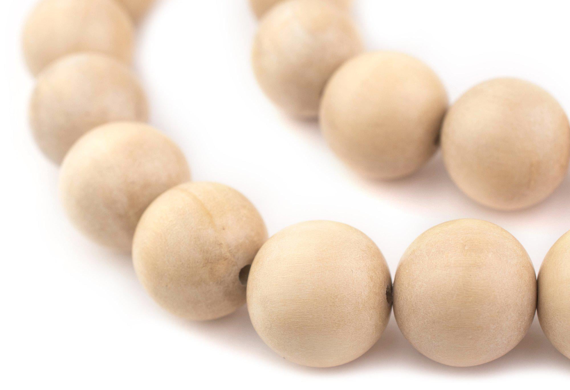 The Bead Chest Natural 24mm Wooden Beads in Cream for Jewelry Making ...