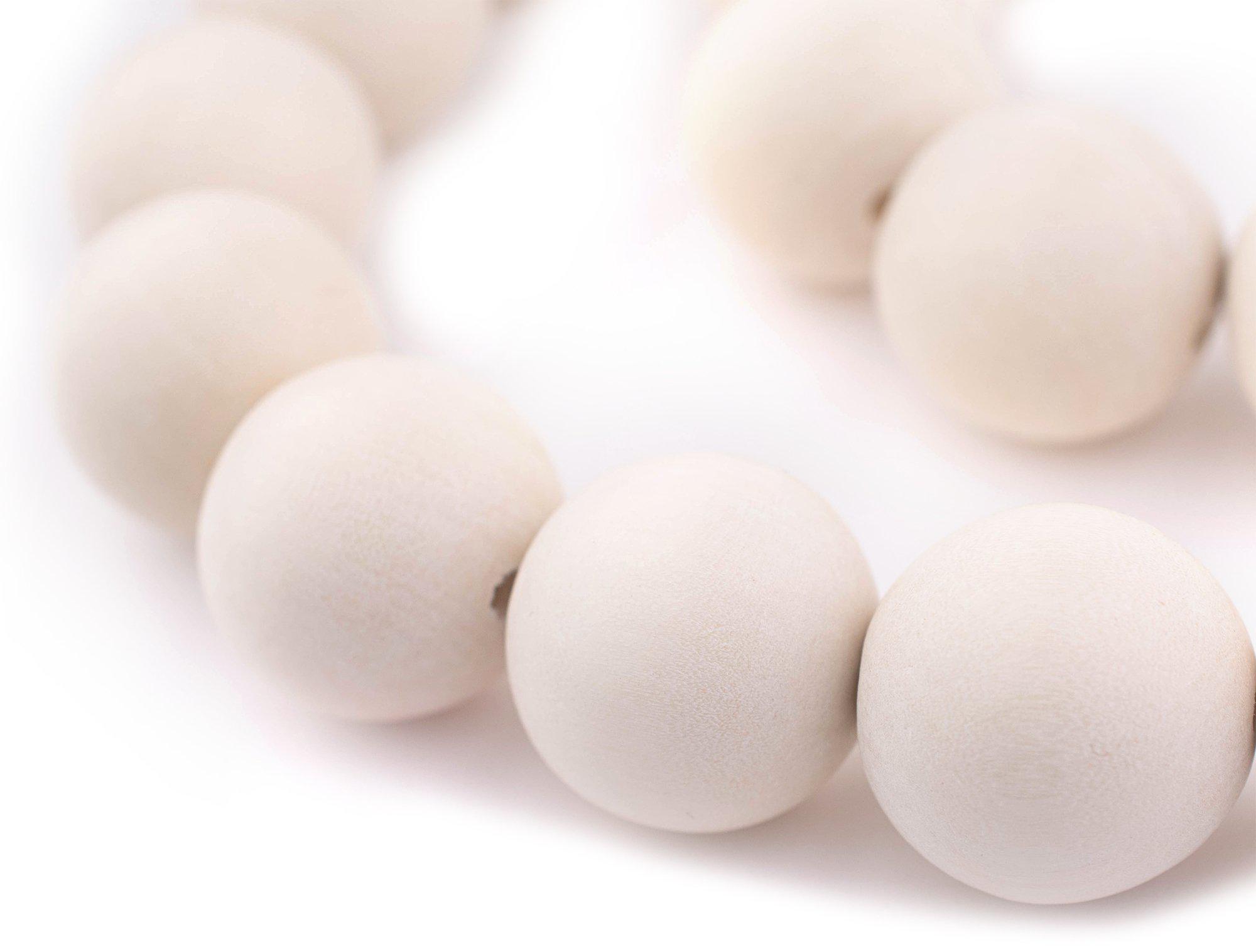 The Bead Chest Natural 24mm Wooden Beads in White for Jewelry Making ...