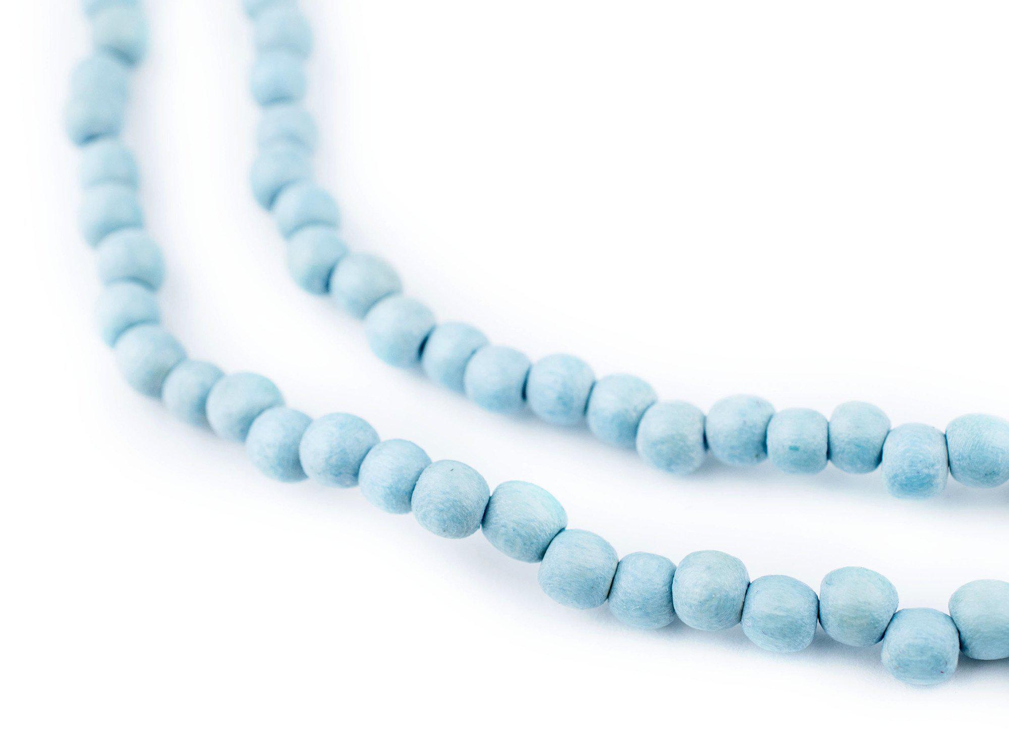 The Bead Chest Natural 5mm Wooden Beads in Blue - Light for Jewelry ...