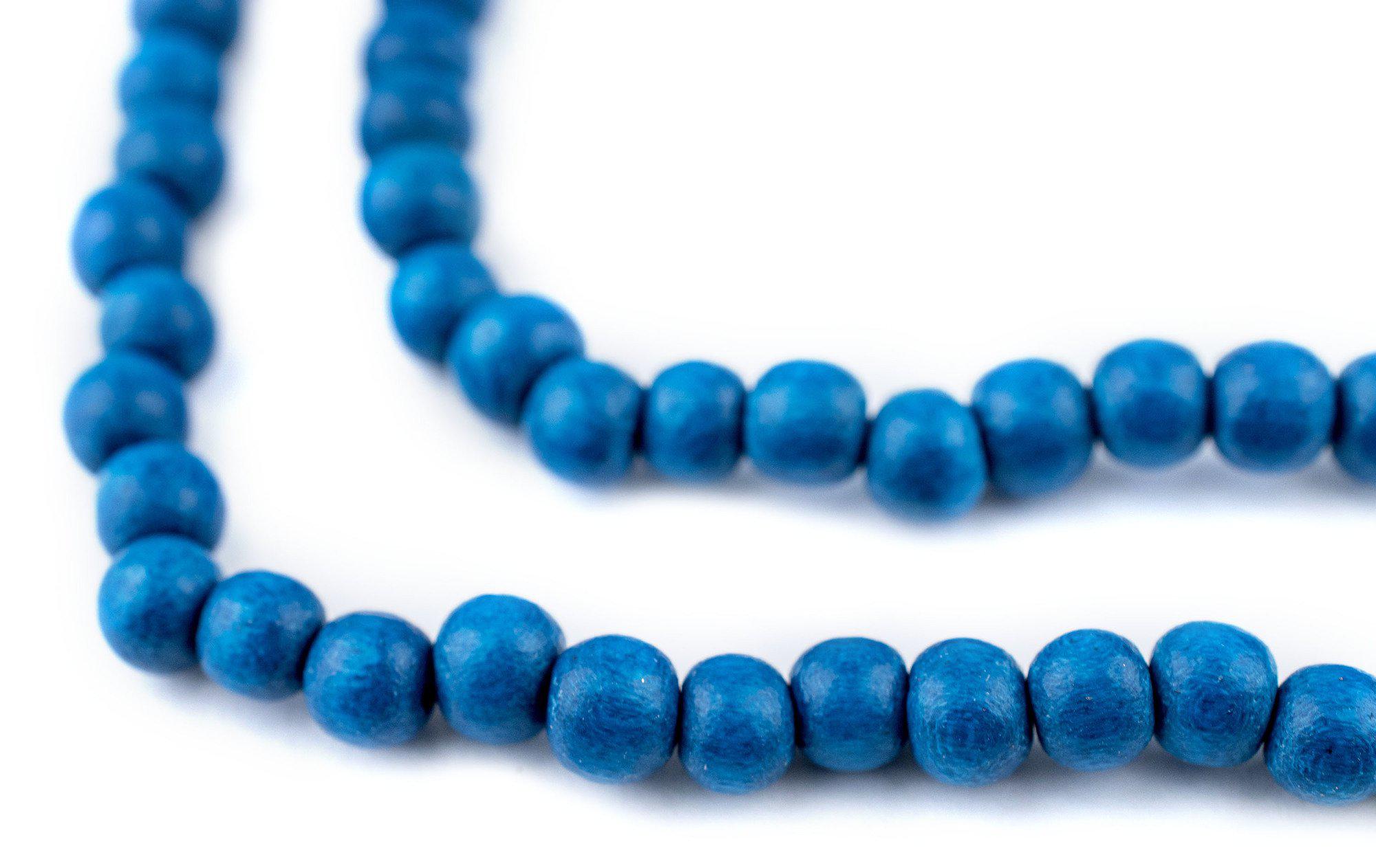 The Bead Chest Natural 6mm Wooden Beads in Blue - Azul for Jewelry ...